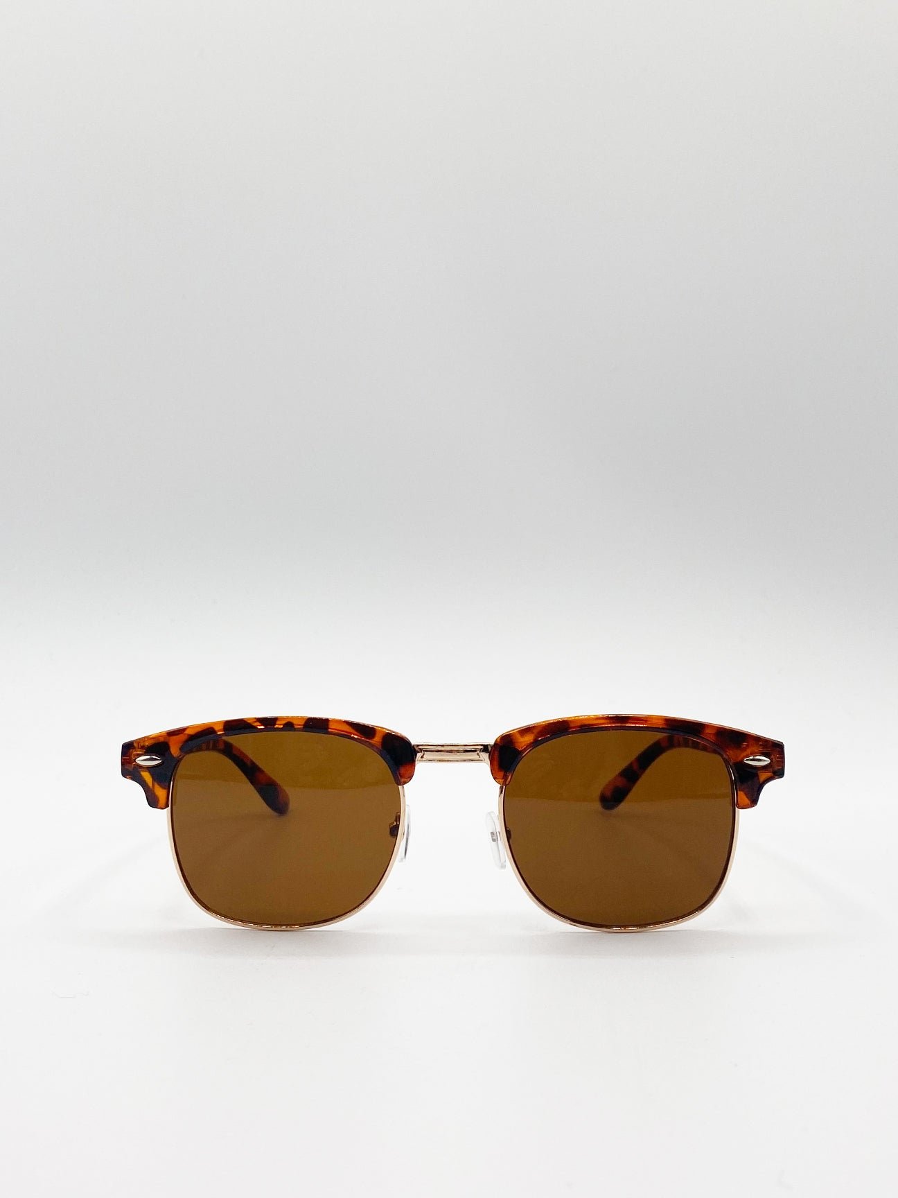 Tortoiseshell Retro Gold Frame Metal Wayfarer Sunglasses