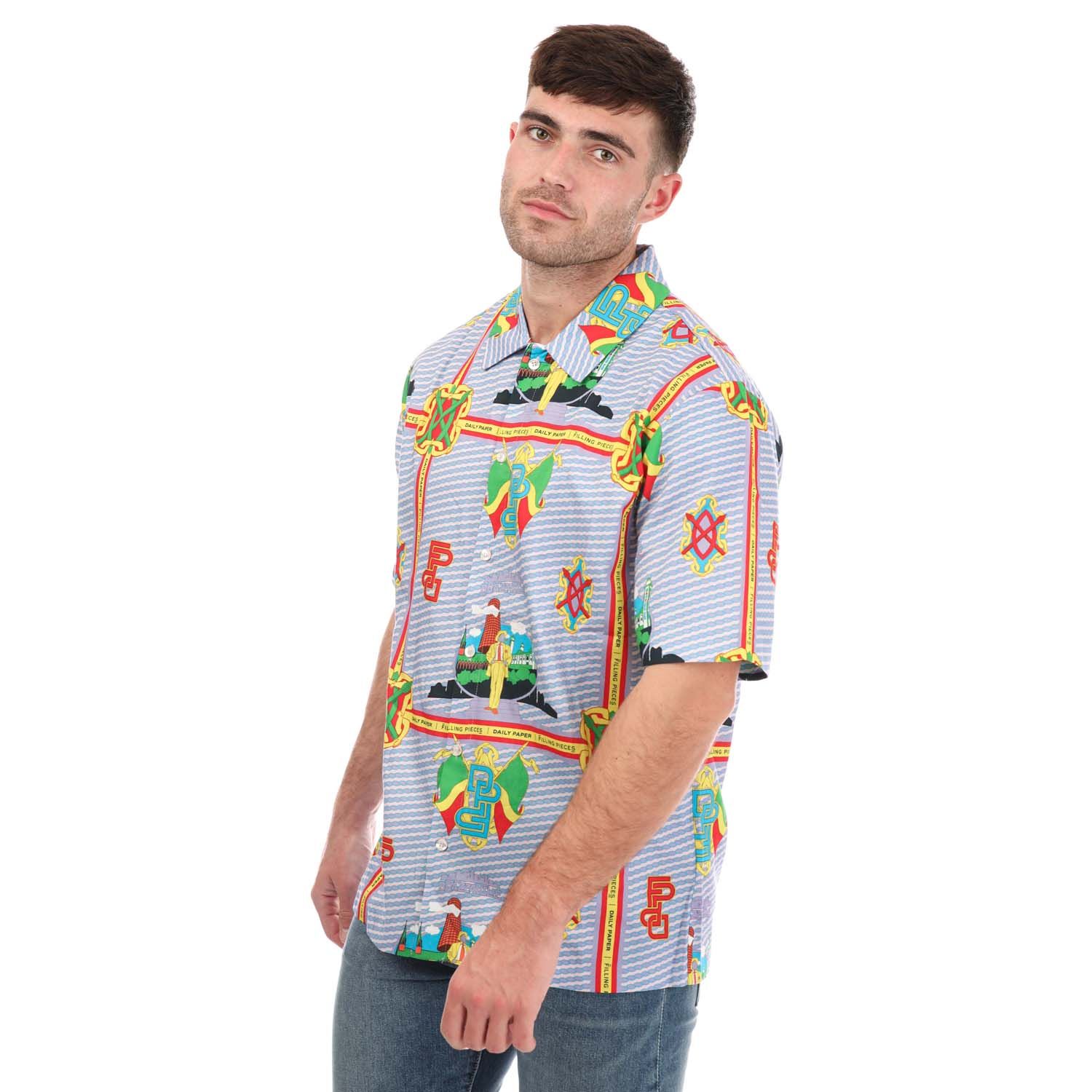 Men's Daily Paper Short Sleeve Shirt in Blue
