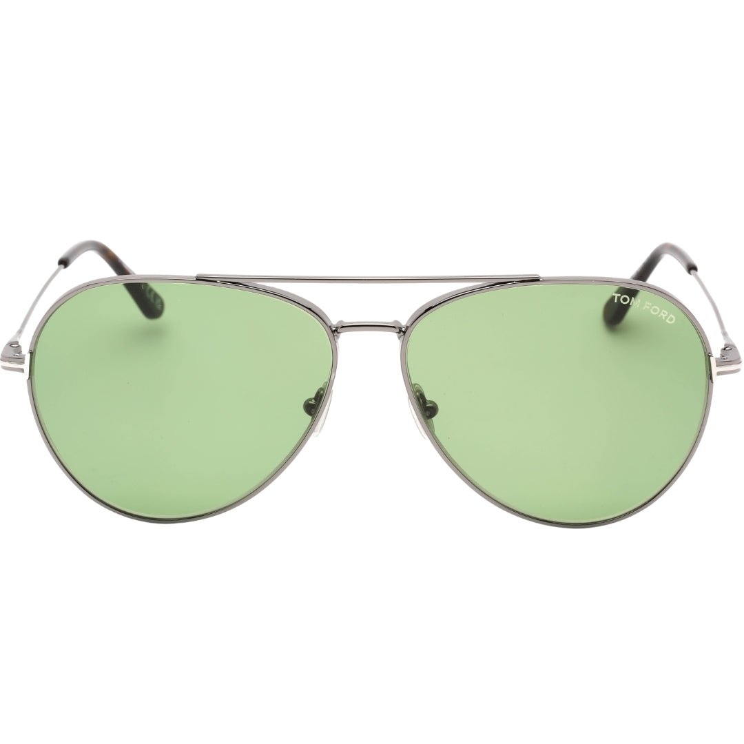 Tom Ford Green Lens Shiny Gunmetal Silver Sunglasses