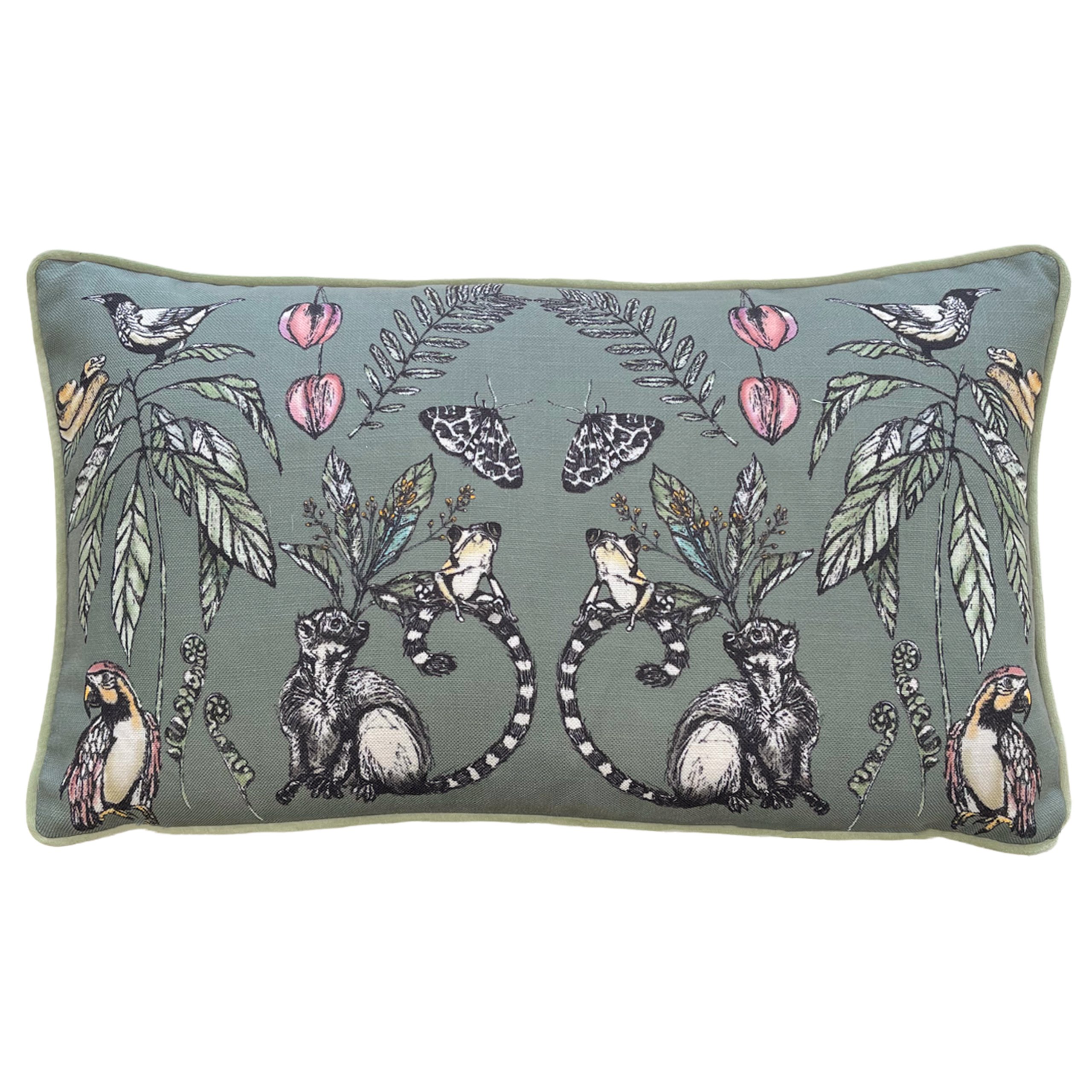 Wylder Tropics Wild Mirrored Creatures Piped Polyester Filled Cushion Wylder Tropics Wild Mirrored Creatures Piped Polyester Filled Cushion