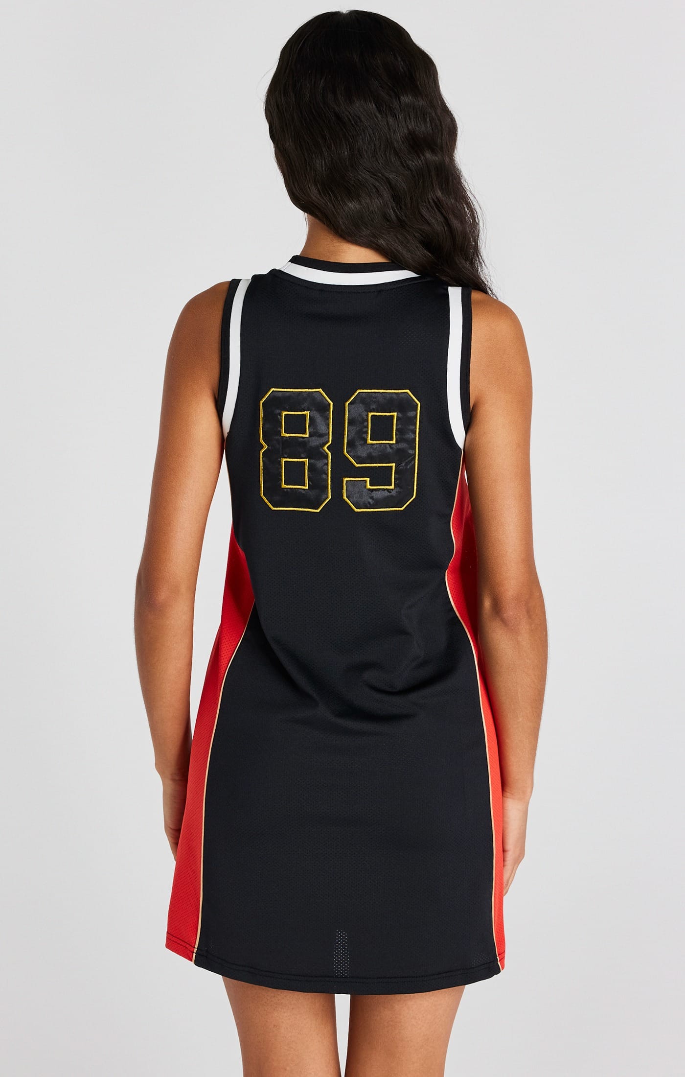 Women's SikSilk Panelled Basketball Dress in Black Red