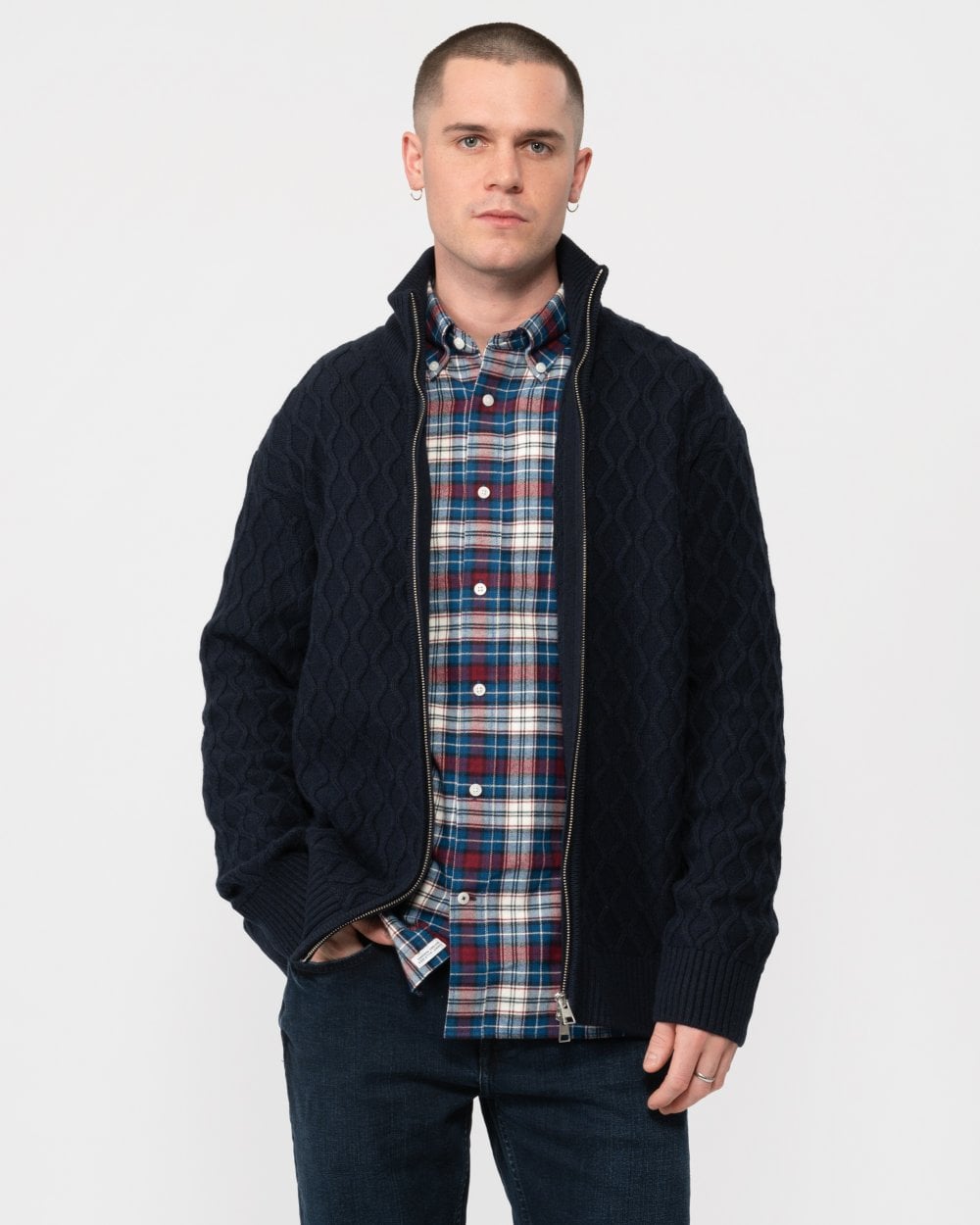 GANT Mens Cable Knit Zip Cardigan