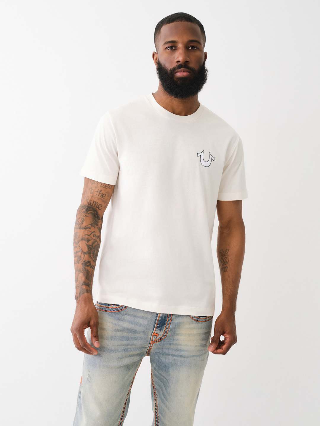 Short Sleeve Vintage Flock Tee in White