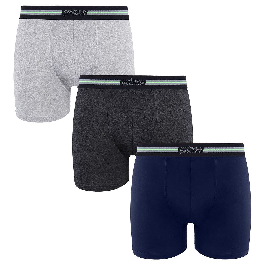 Prince Performance Range 3 Pack Black Light Grey Navy Mens Boxers MUXPR029