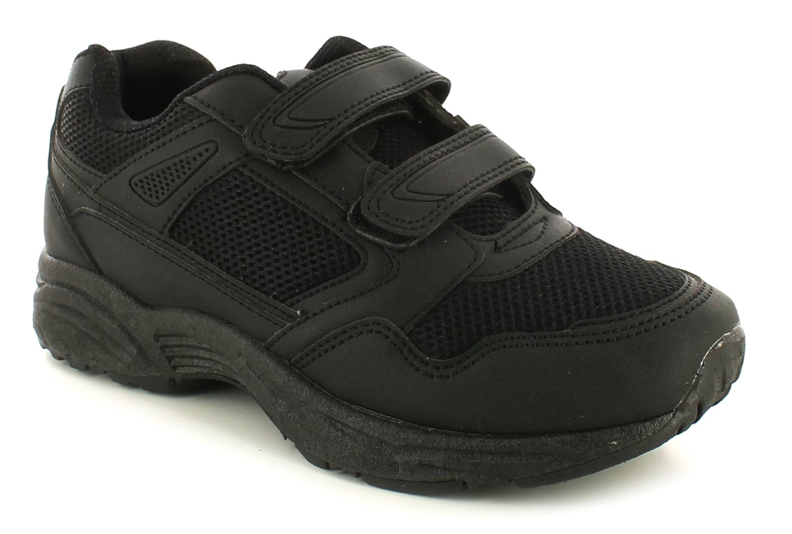 New Boys/Childrens Synthetic Leather Black School Trainers