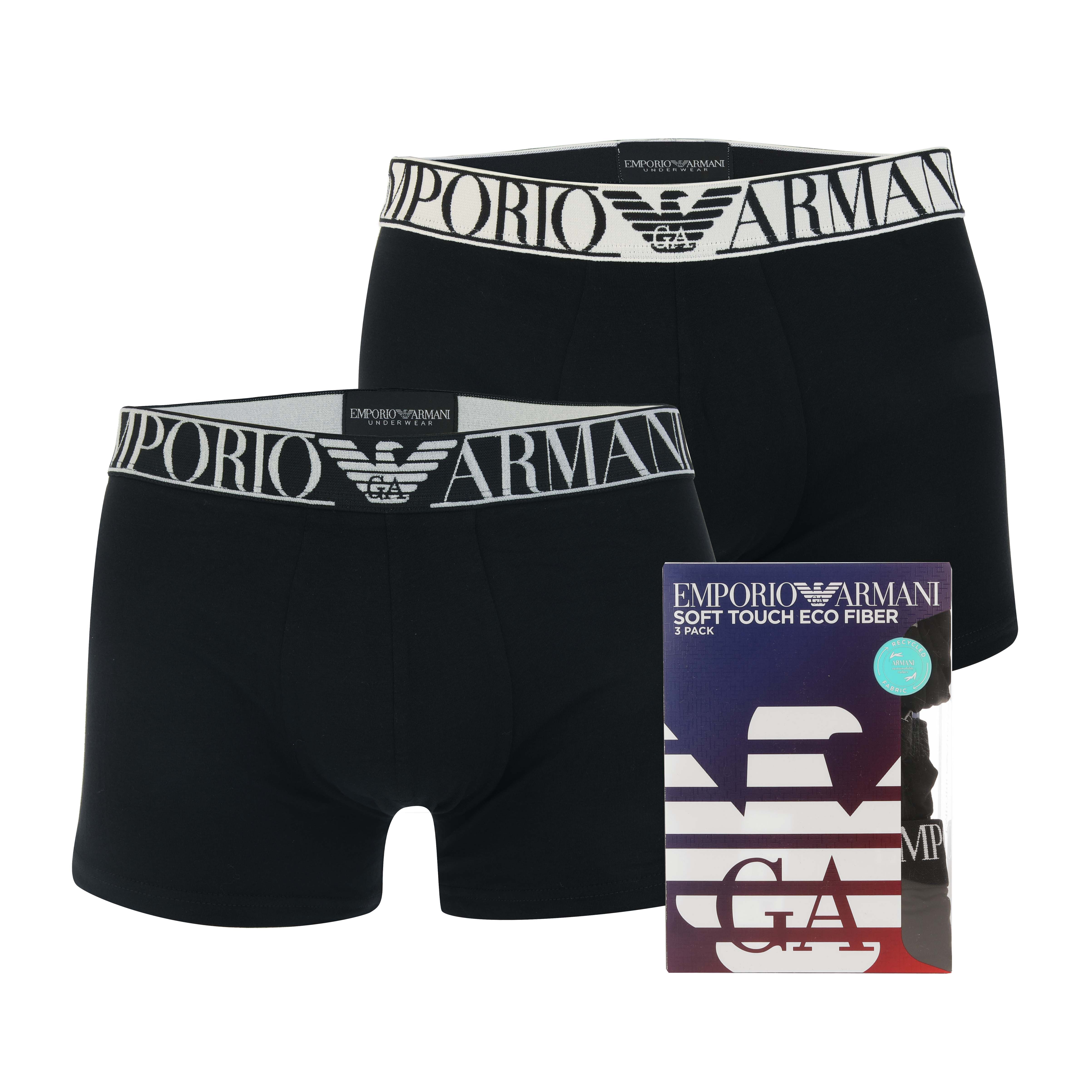 Men's Armani 2 Pack Trunks in Black