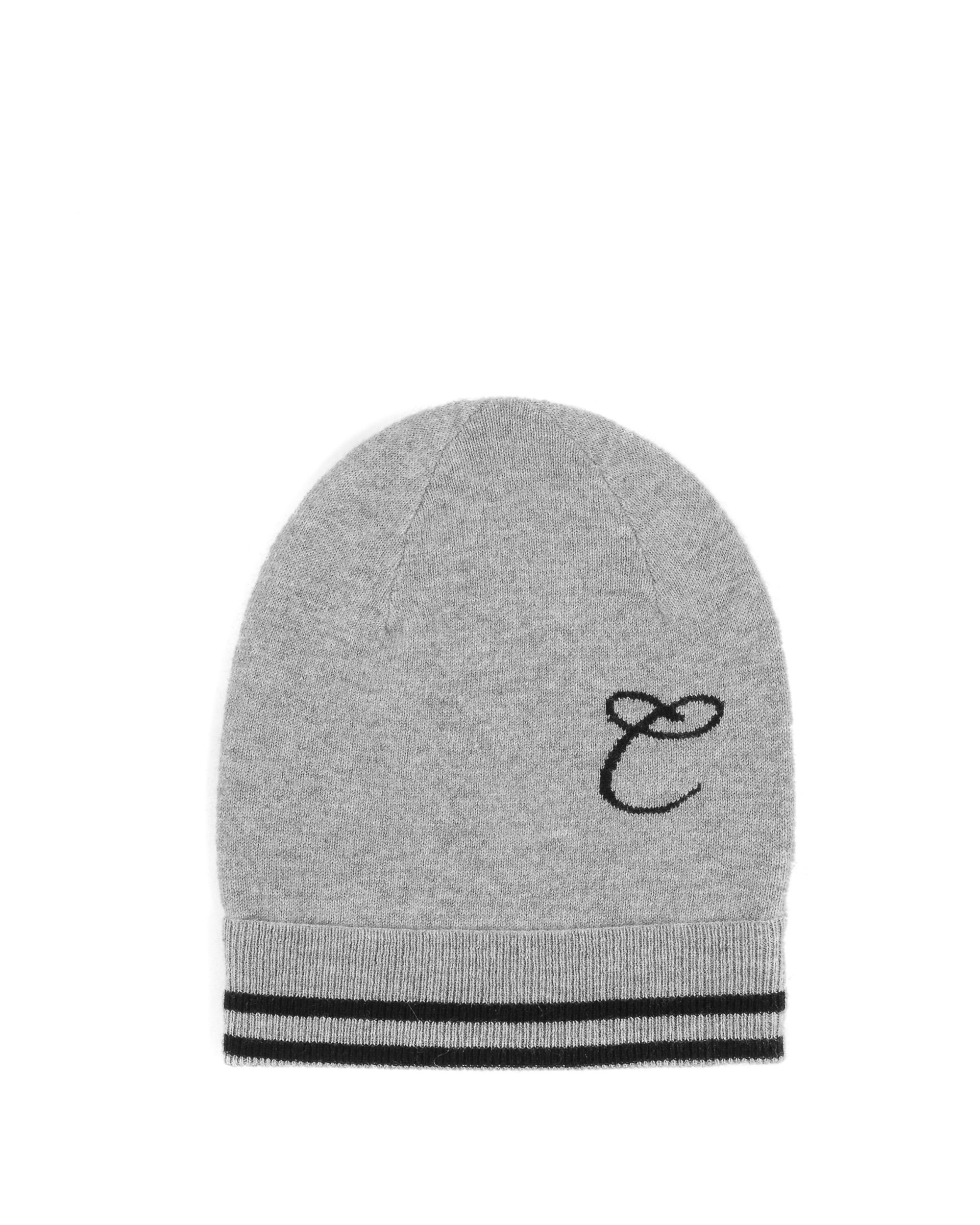 Cashmere Monogrammed Beanie - Grey - Letter C