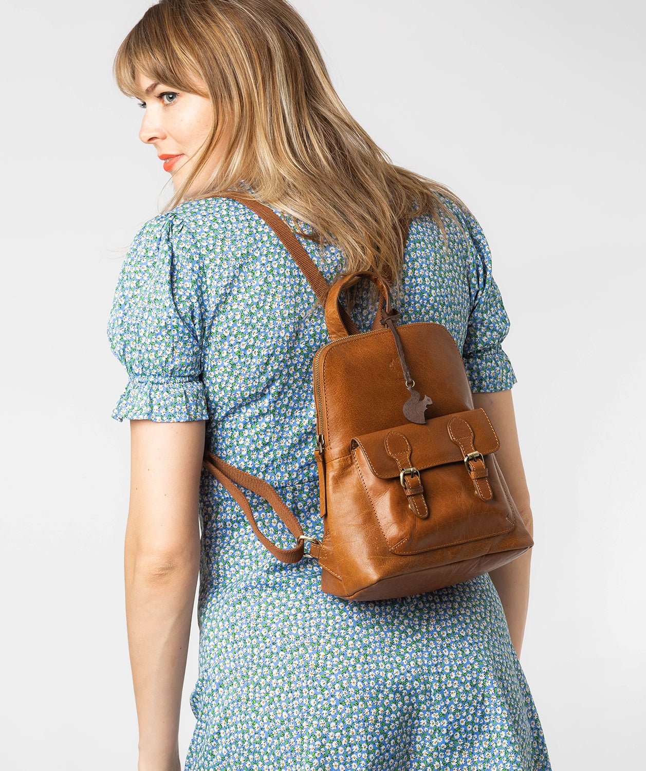 Kendal' Dark Tan Leather Backpack