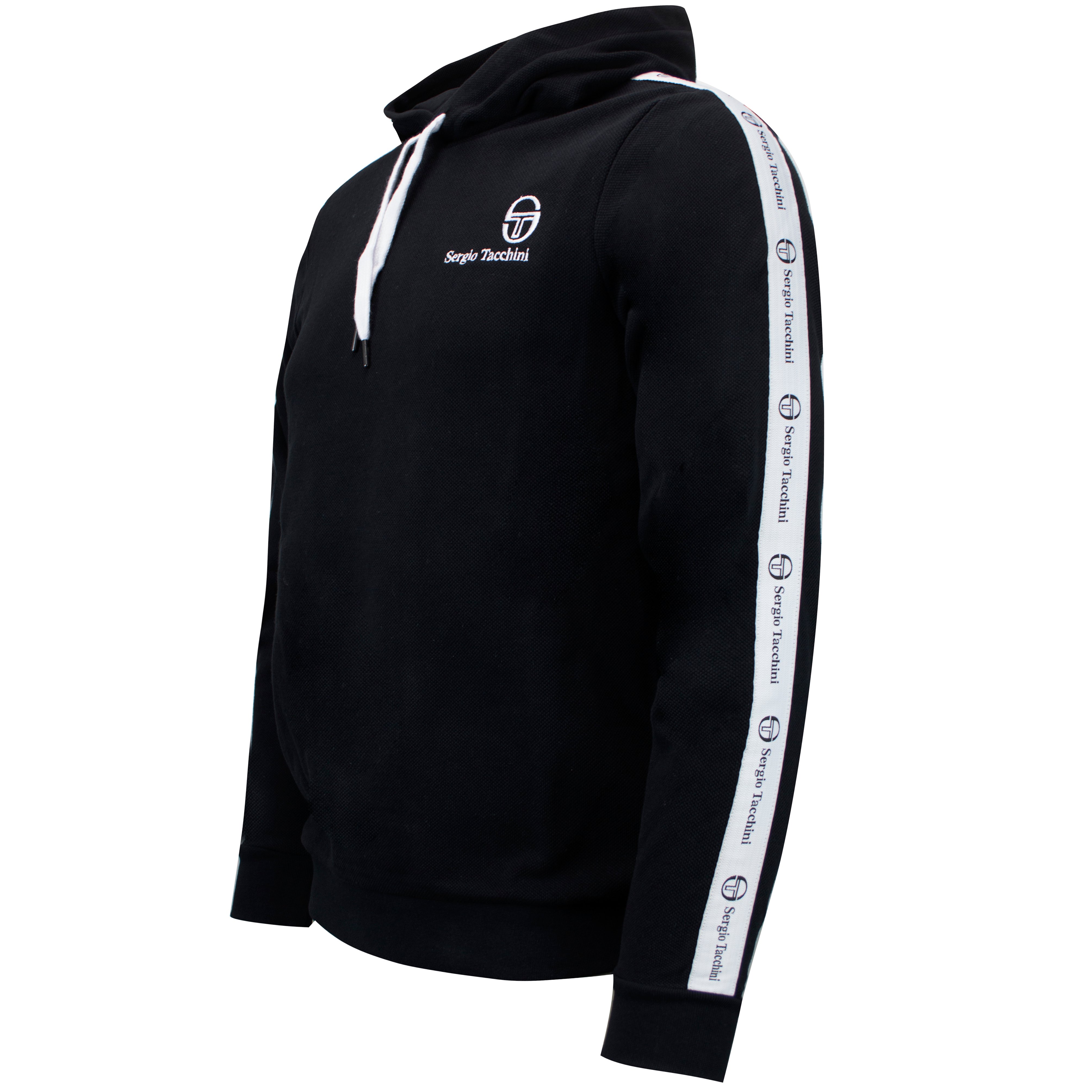 Sergio Tacchini Mens Devok Taped Hoodie Black Jumper 038356 166