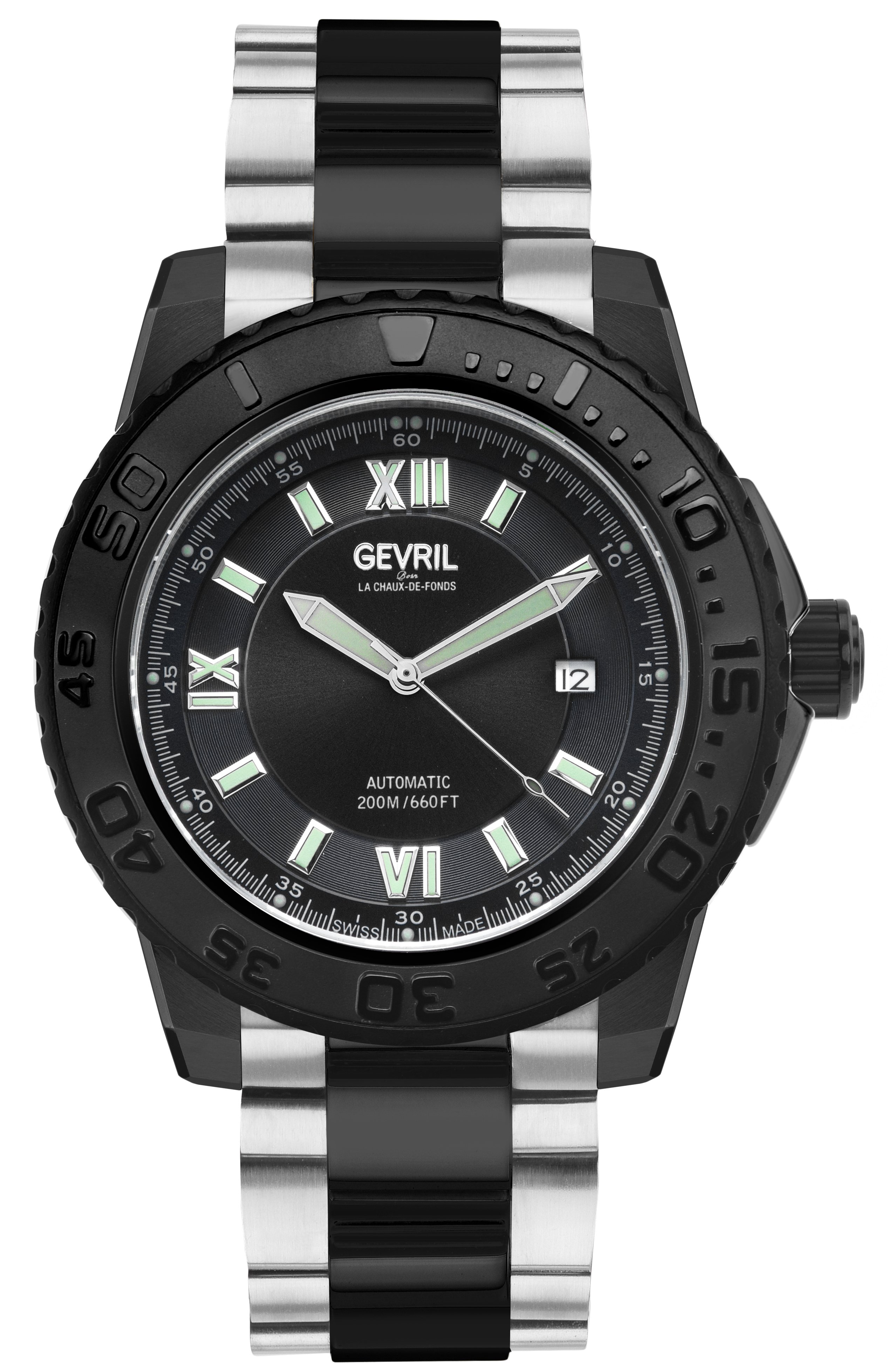 Gevril Men's Seacloud 3121B Swiss Automatic Black Dial Two Tone ...