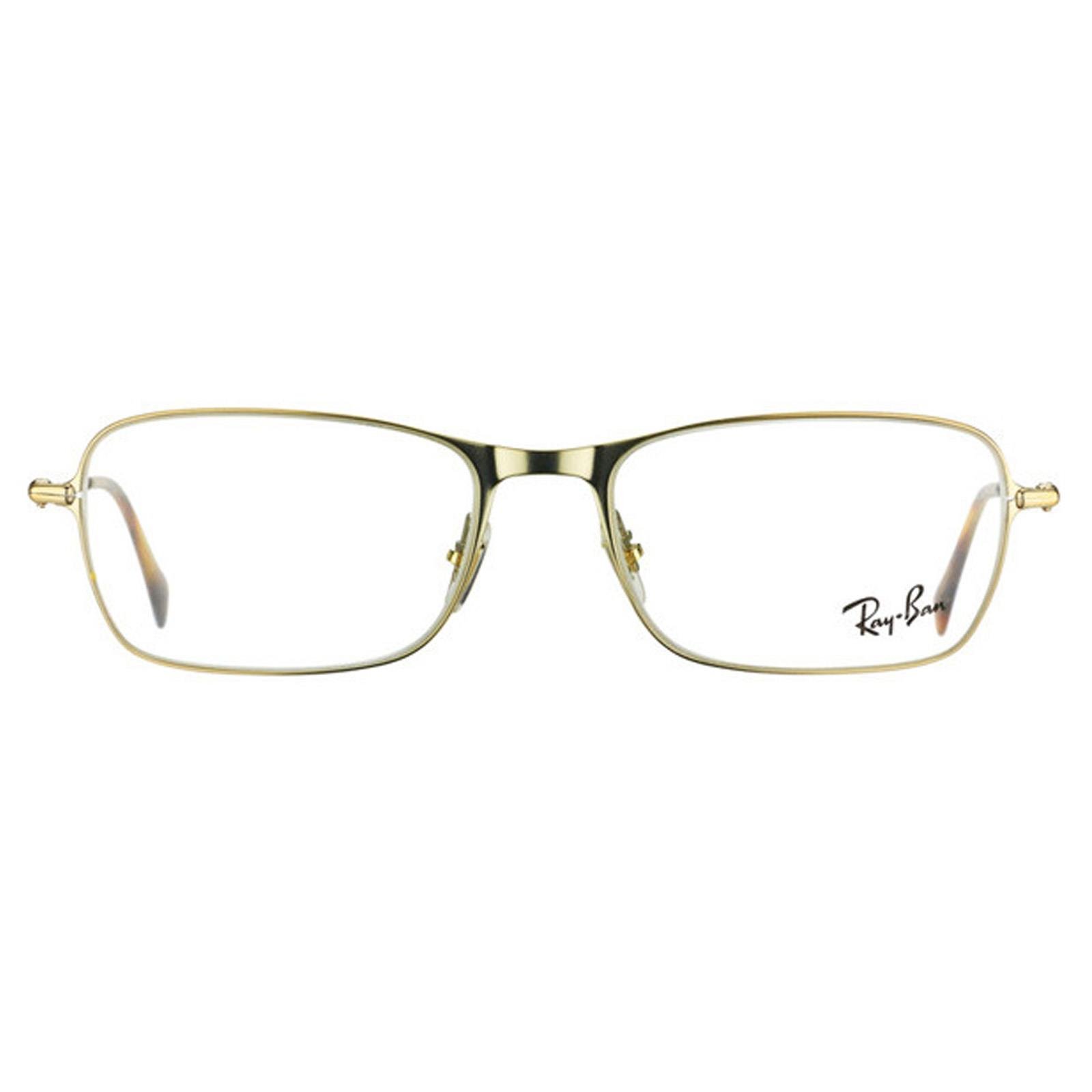 Ray-Ban Rectangular Semi Shiny Gold Mens Glasses Frames