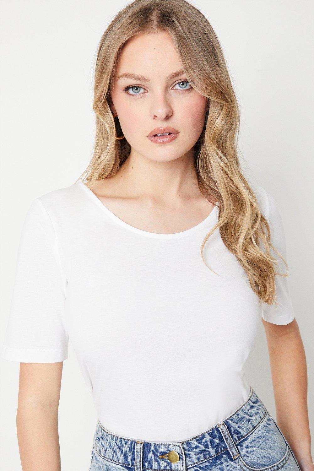 Plain Scoop Short Sleeve Top