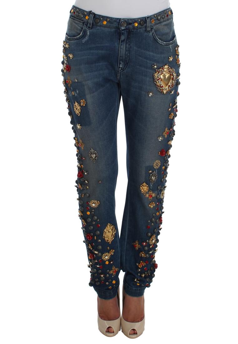 Dolce & Gabbana Women's Crystal Roses Heart Embellished Jeans