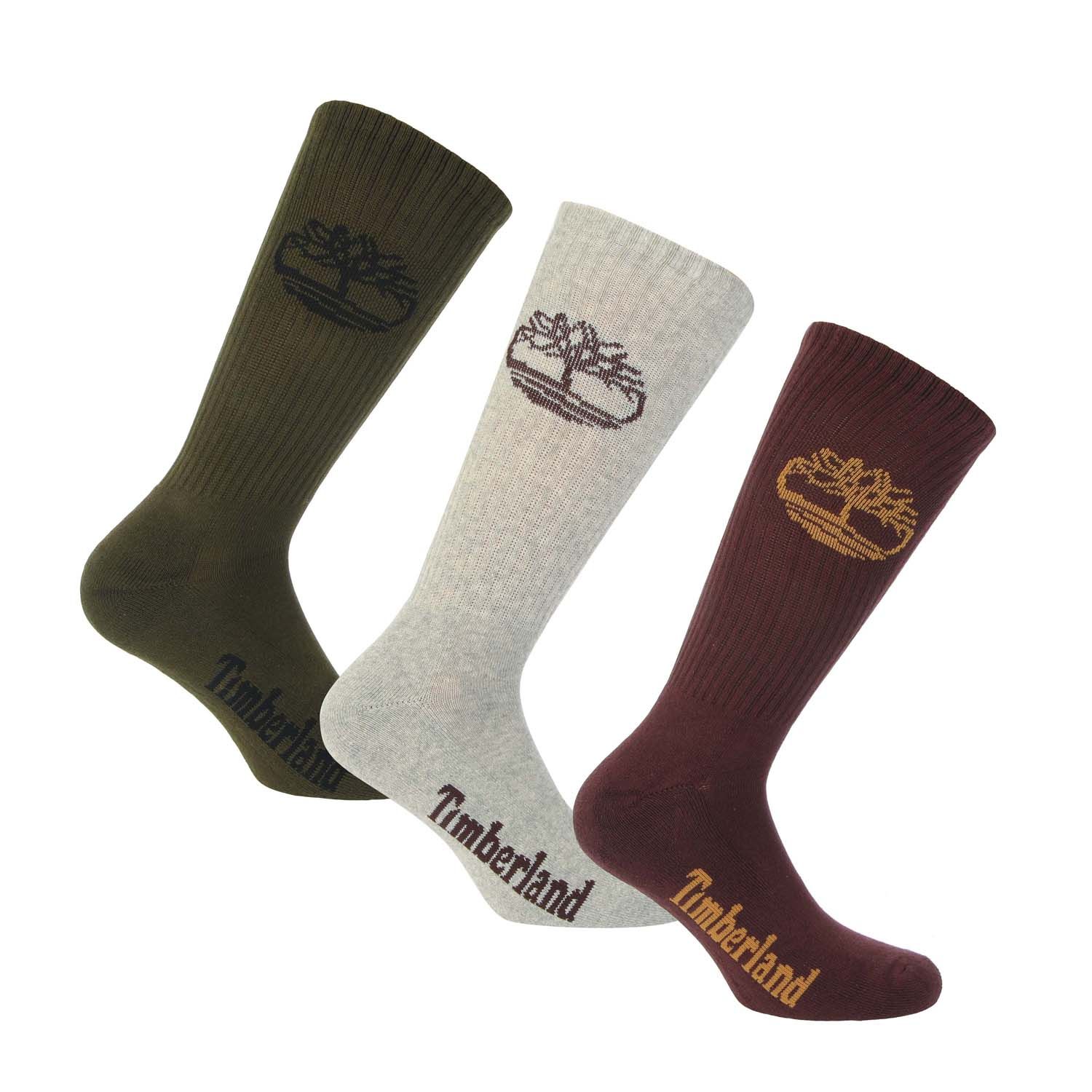 Men's Timberland Logo Sport 3 Pack Socks in Multi colour