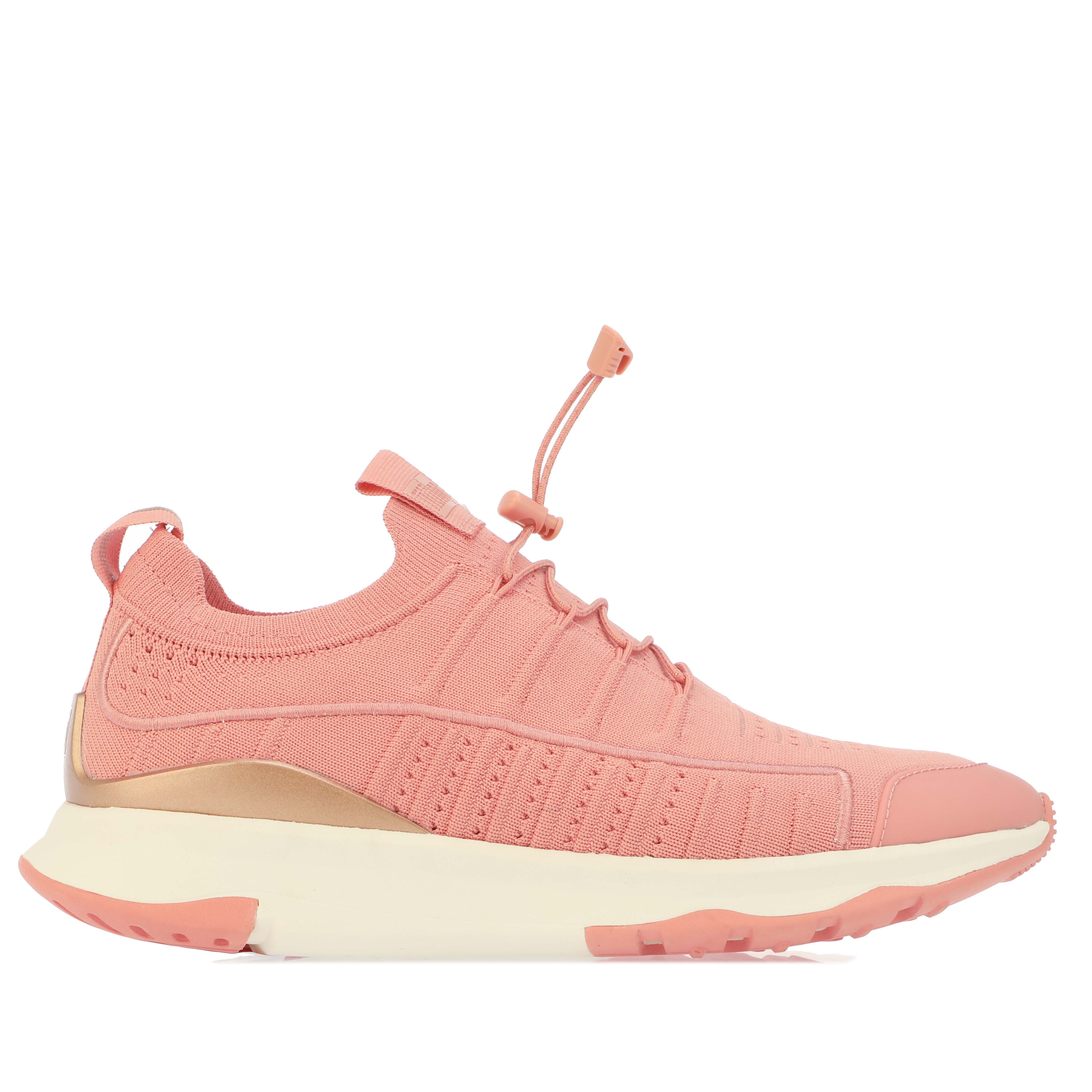 Women's Fit Flop Vitamin FF Metal-Pop Knit Trainers in Coral