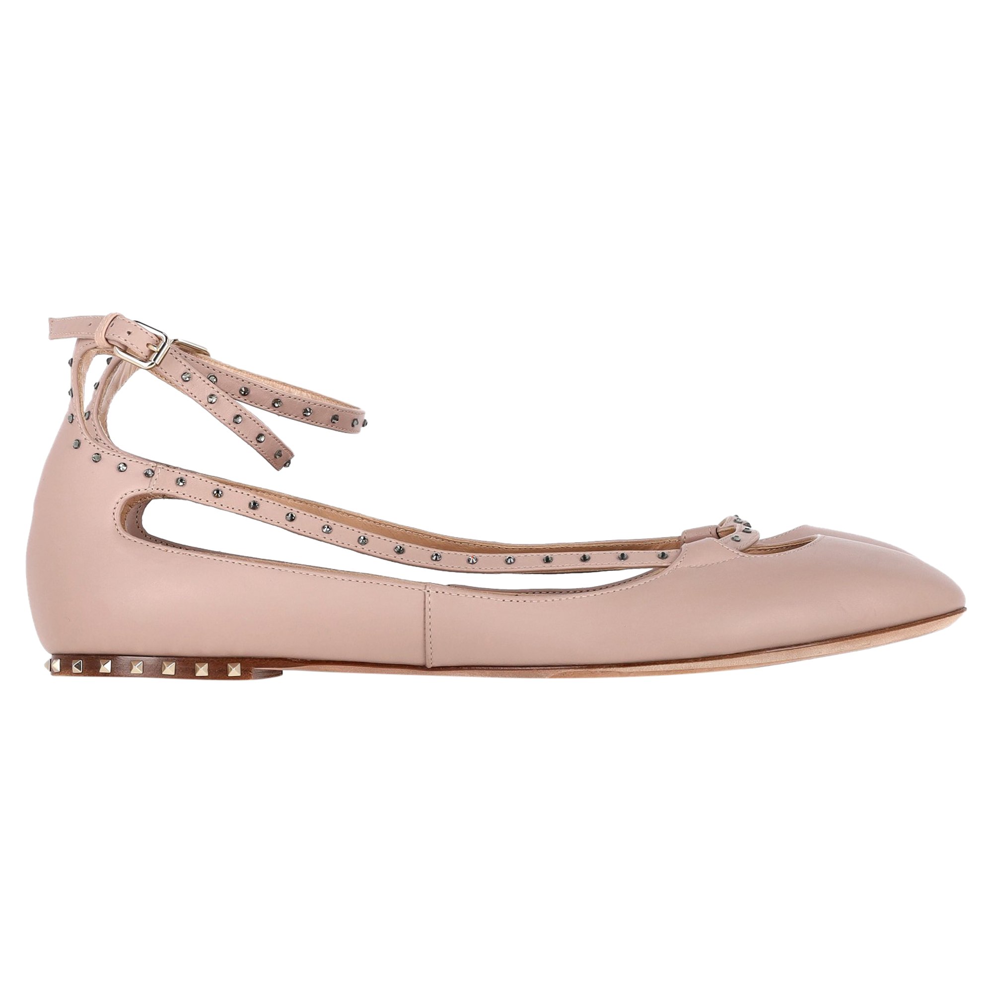 Valentino Stardust Babe Ballerina Skor i Beige Läder