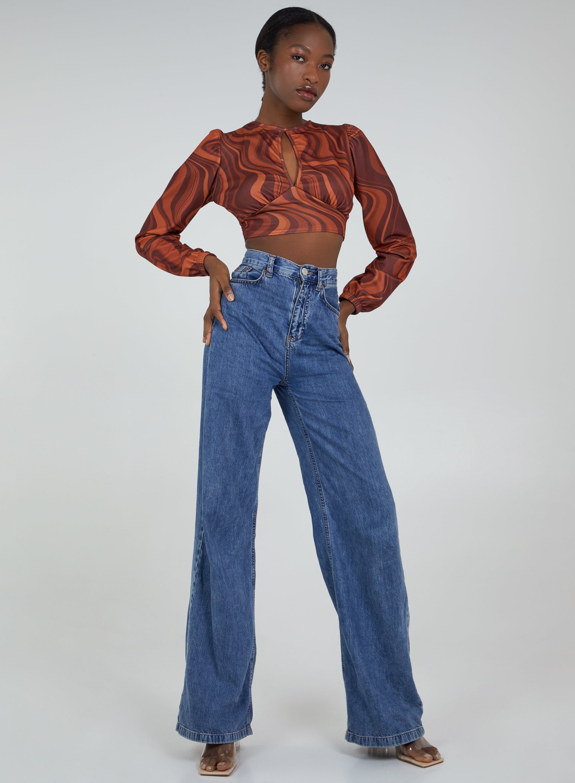 REFRESHED - Open Back Marble Print Top