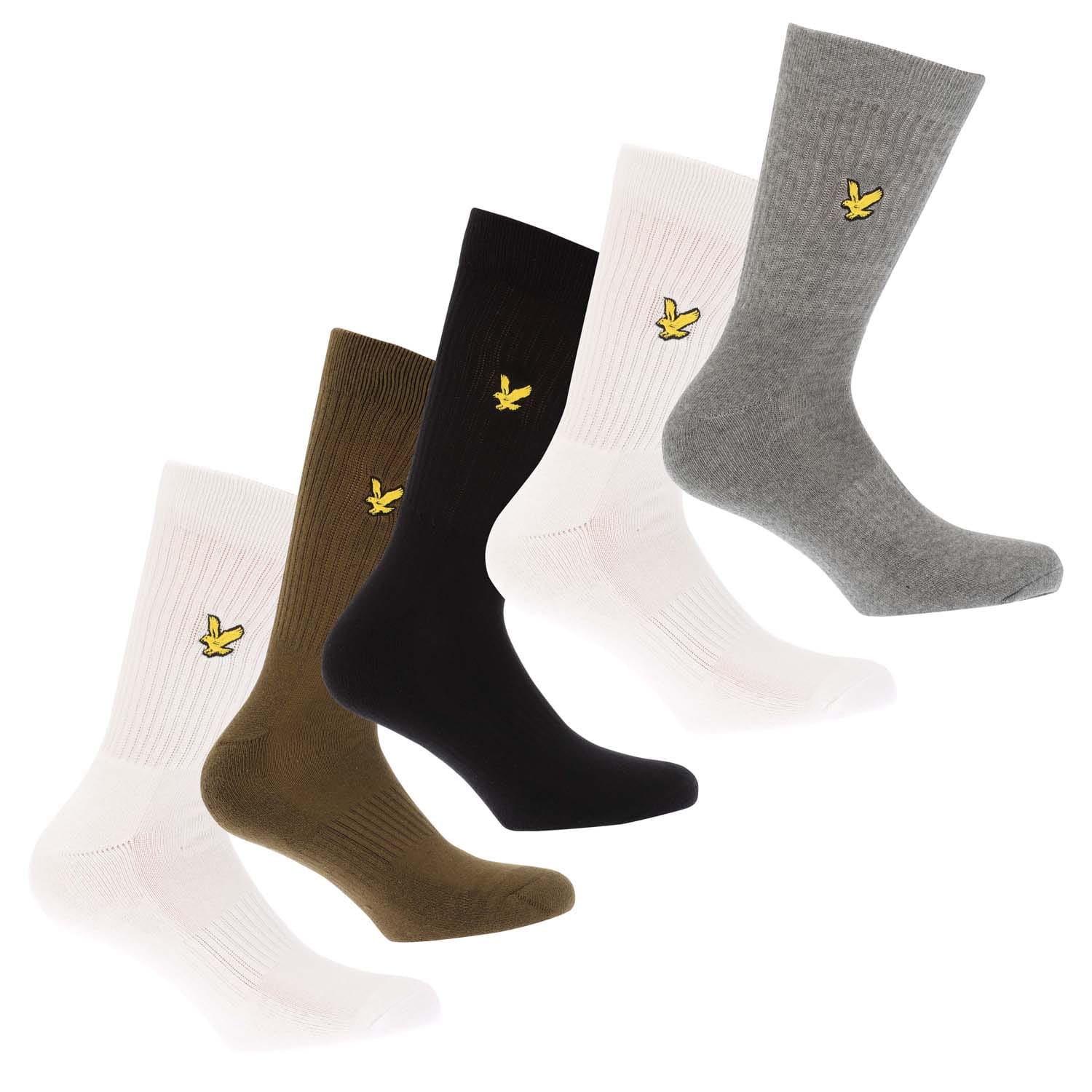 Men's Lyle And Scott 5 Pack Sport Socks in Black-White