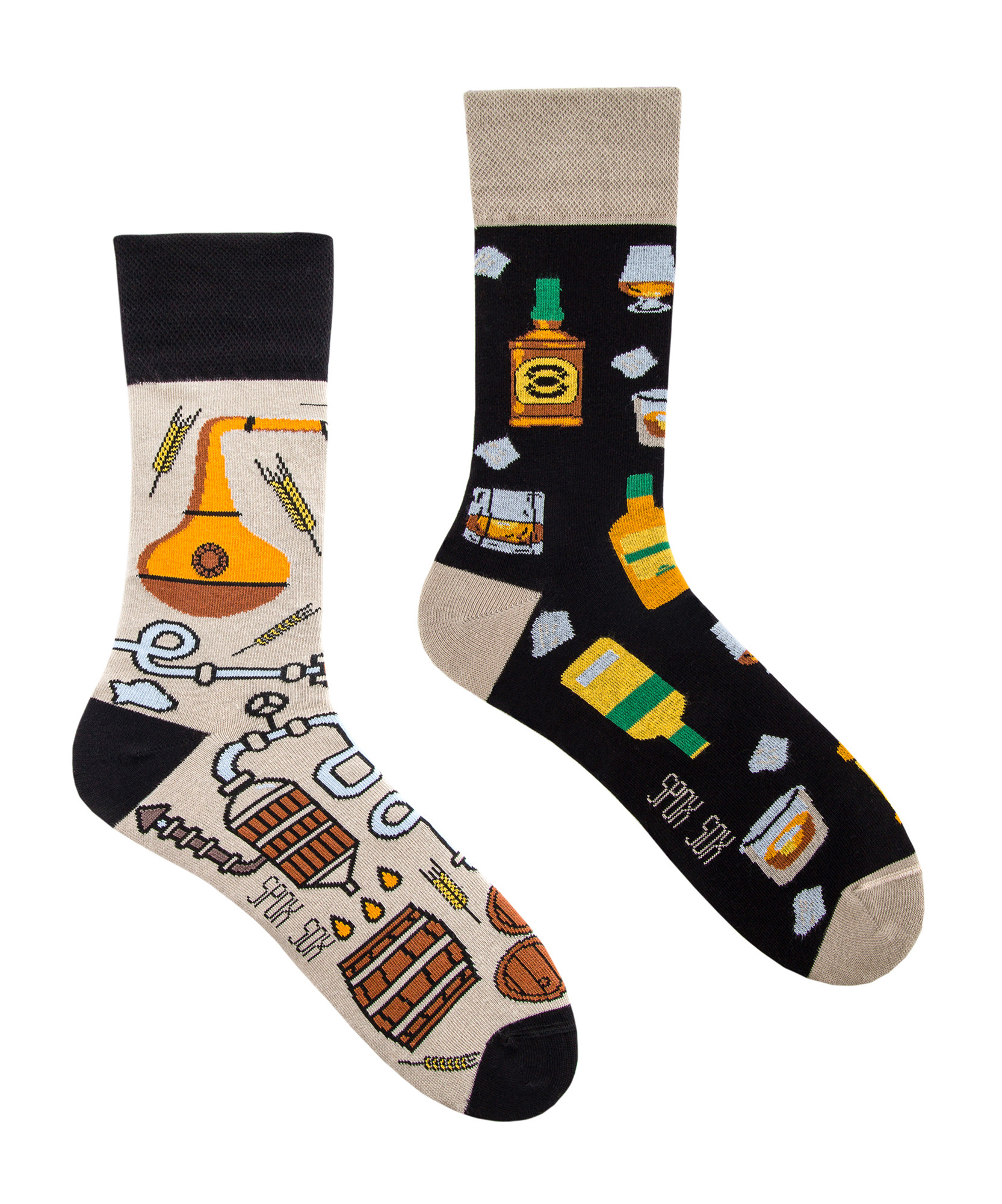 SPOX SOX - Mens & Ladies Mismatched Novelty Odd Socks - Whisky