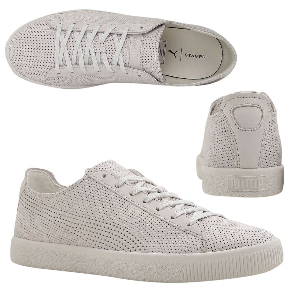Puma x STAMPD Clyde Lace Up Mens White Leather Trainers 362736 02 Y19B