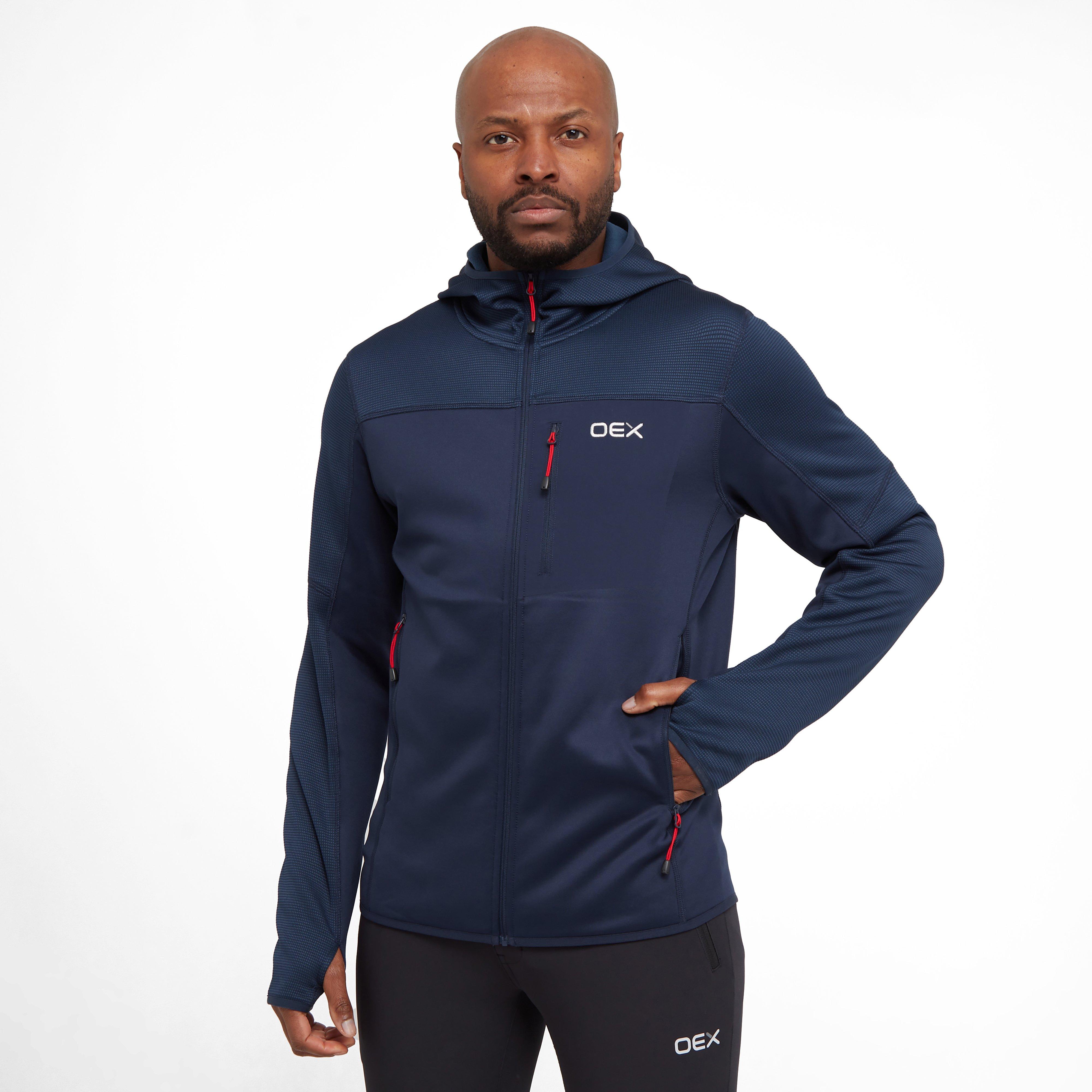 OEX Men's Kinloch Technical Active Fit Fleece Hoodie with Integrated ...