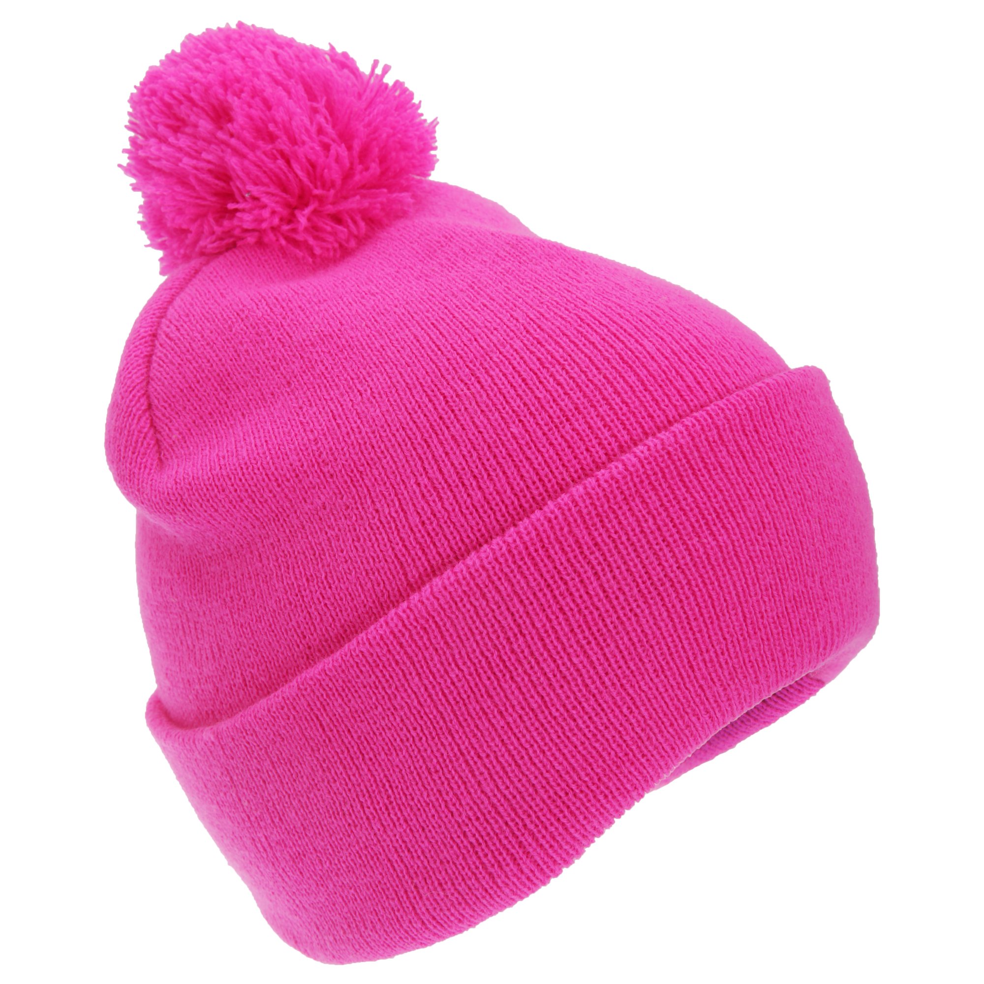 FLOSO Childrens/Kids Knitted Hi Vis Winter Bobble Hat (Pink)