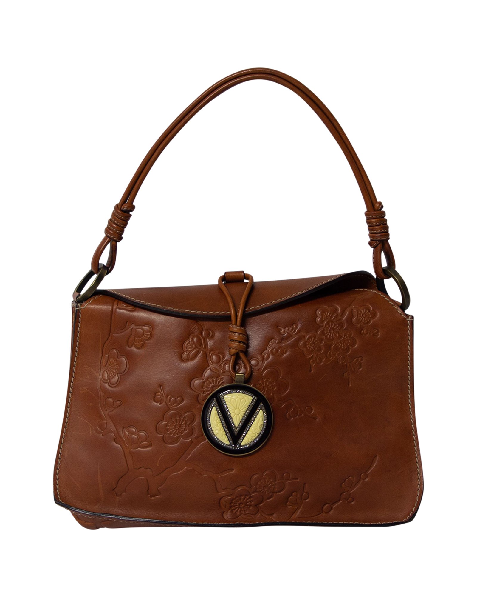 Valentino Garavani Flower Embossed Hobo Bag in Brown Leather
