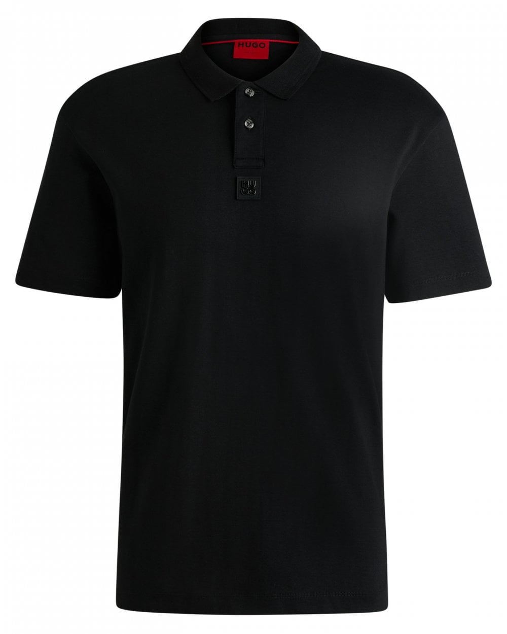 HUGO Deabono Mens Interlock Cotton Polo Shirt with Stacked Logo