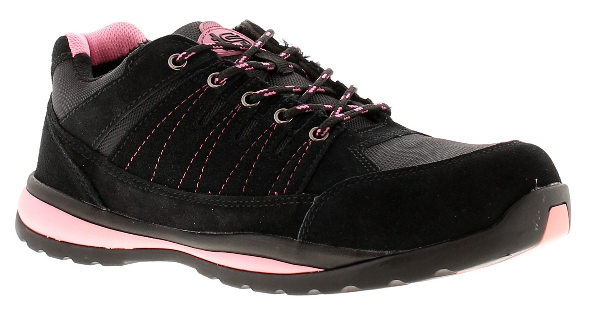 Tradesafe Womens Safety Shoes Trainers Force Suede Leather Lace Up black