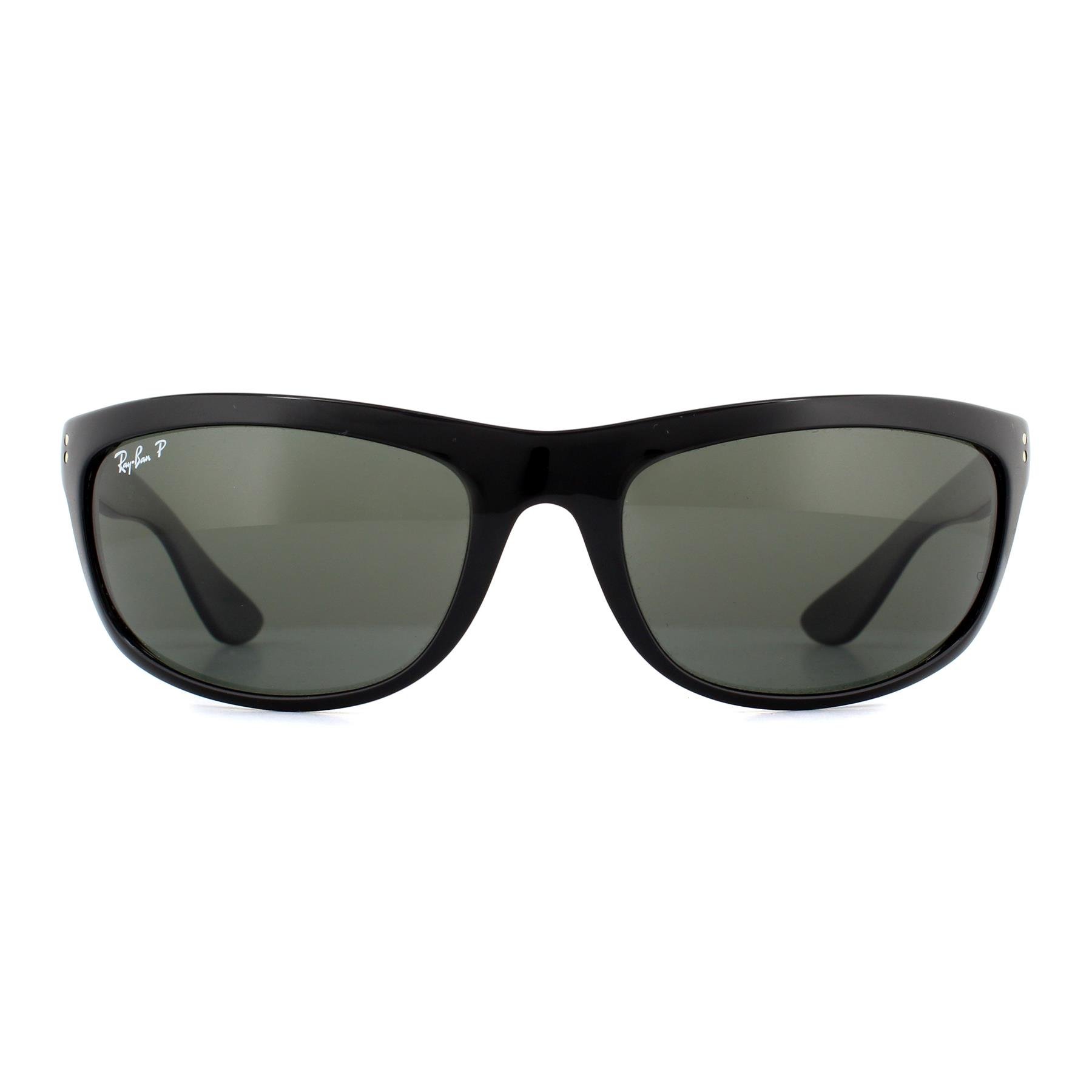 Ray-Ban Wrap Unisex Black Green Polarized Sunglasses