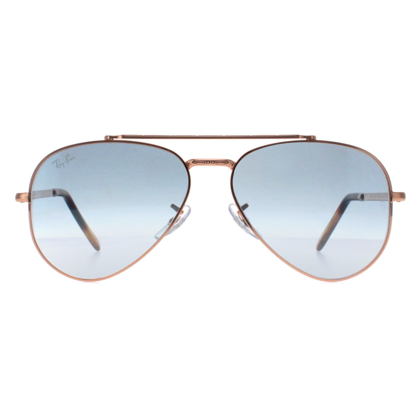 Ray-Ban Aviator Unisex Polished Rose Gold Blue Gradient RB3625 New Aviator