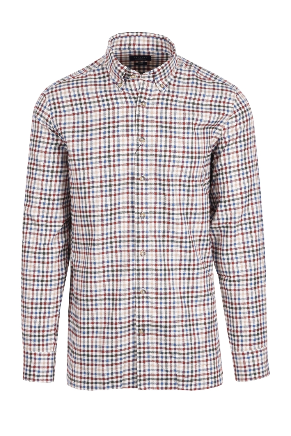 Hackett Flannel 3 Col Gingham Check Shirt Burgundy/Blue/Green
