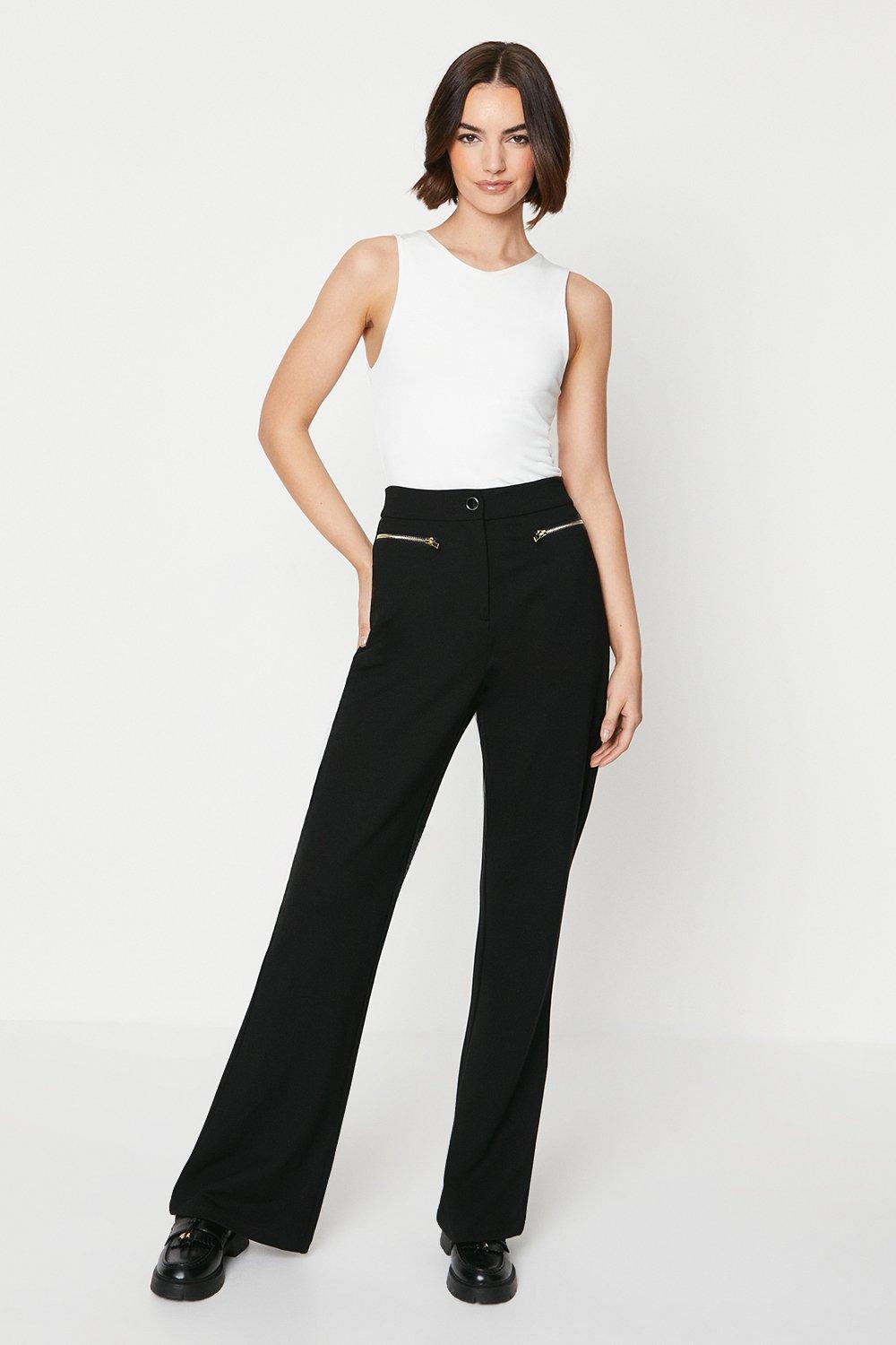 Ponte Metal Zip Detail Bootcut Trouser