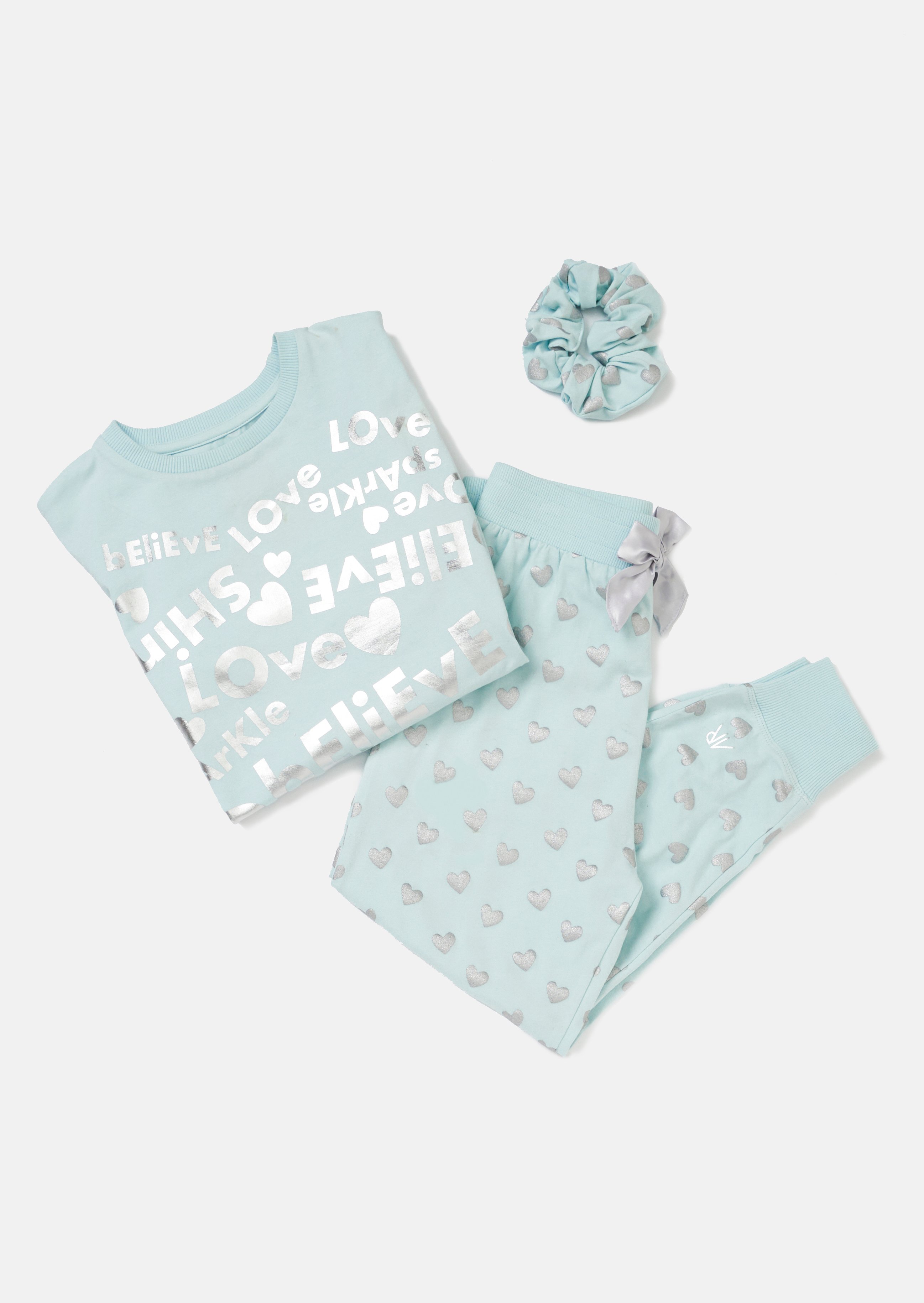 Alba Silver Slogan Print PJs
