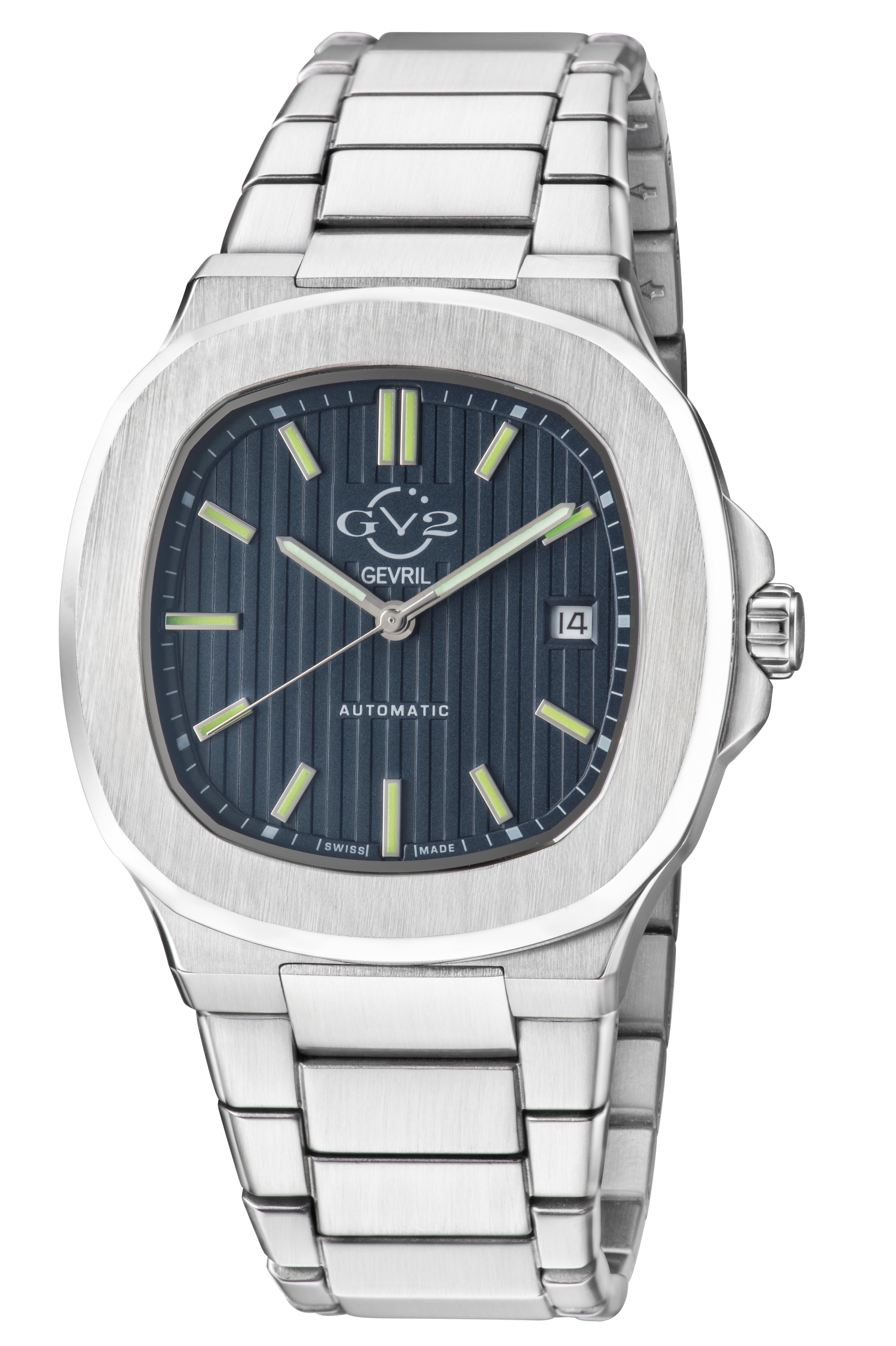 GV2 Swiss Automatic Mens Potente Blue Dial Stainless Steel Bracelet Watch