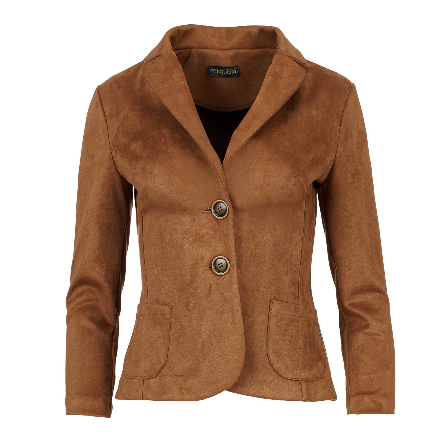 Brown Alcantara-Look Fitted Jacket
