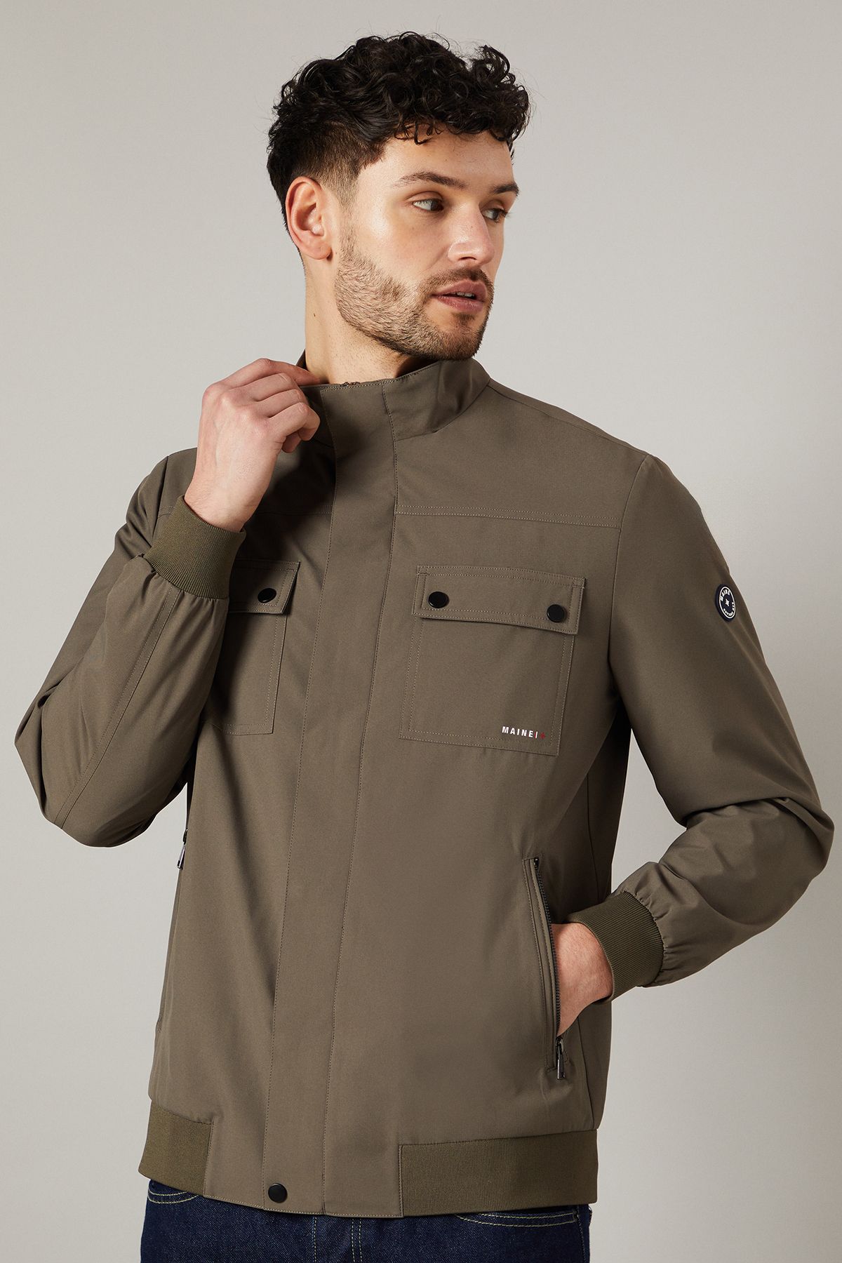 Funnel Neck Wind Breaker Jacket