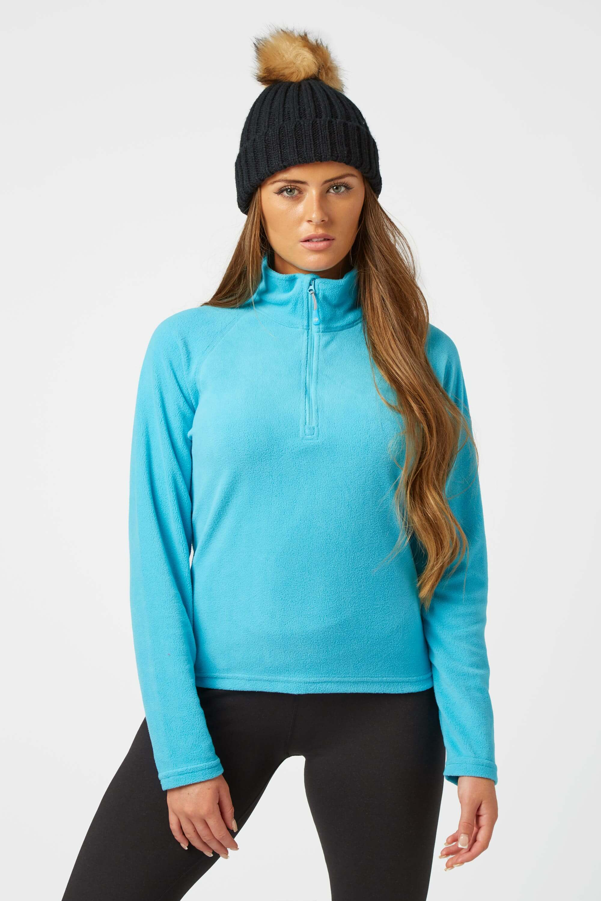 Warm Zip Micro Fleece Cyan Blue