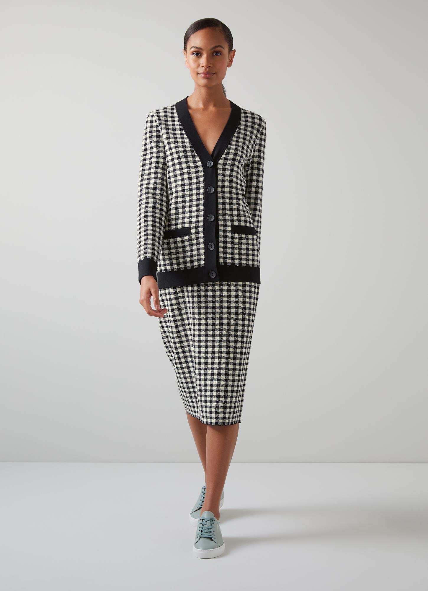LK Bennett Lea Skirts, Blue Check