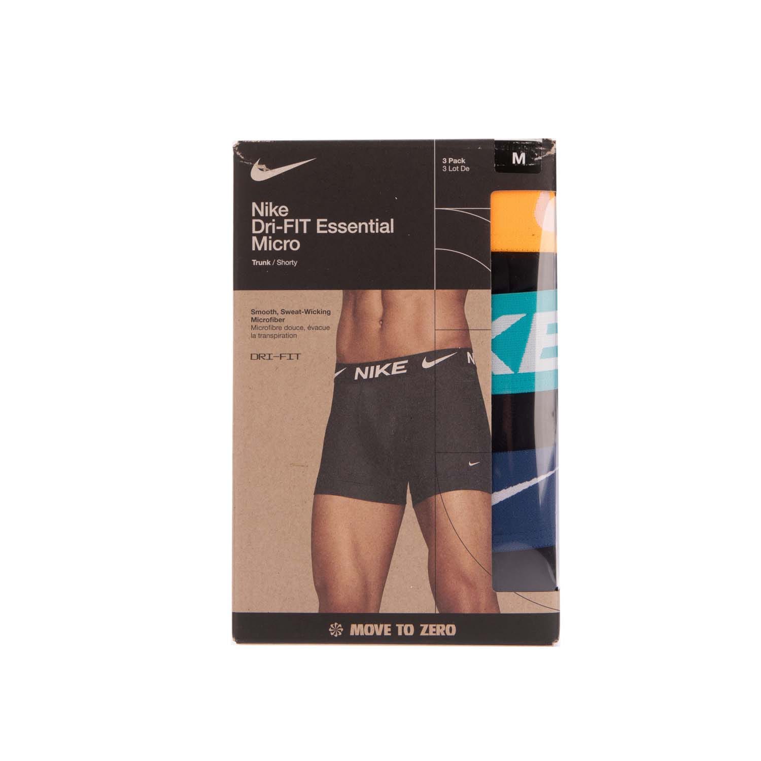 Men's Nike Dri-FIT Essential Micro 3 Pack Boxer Trunks in Black