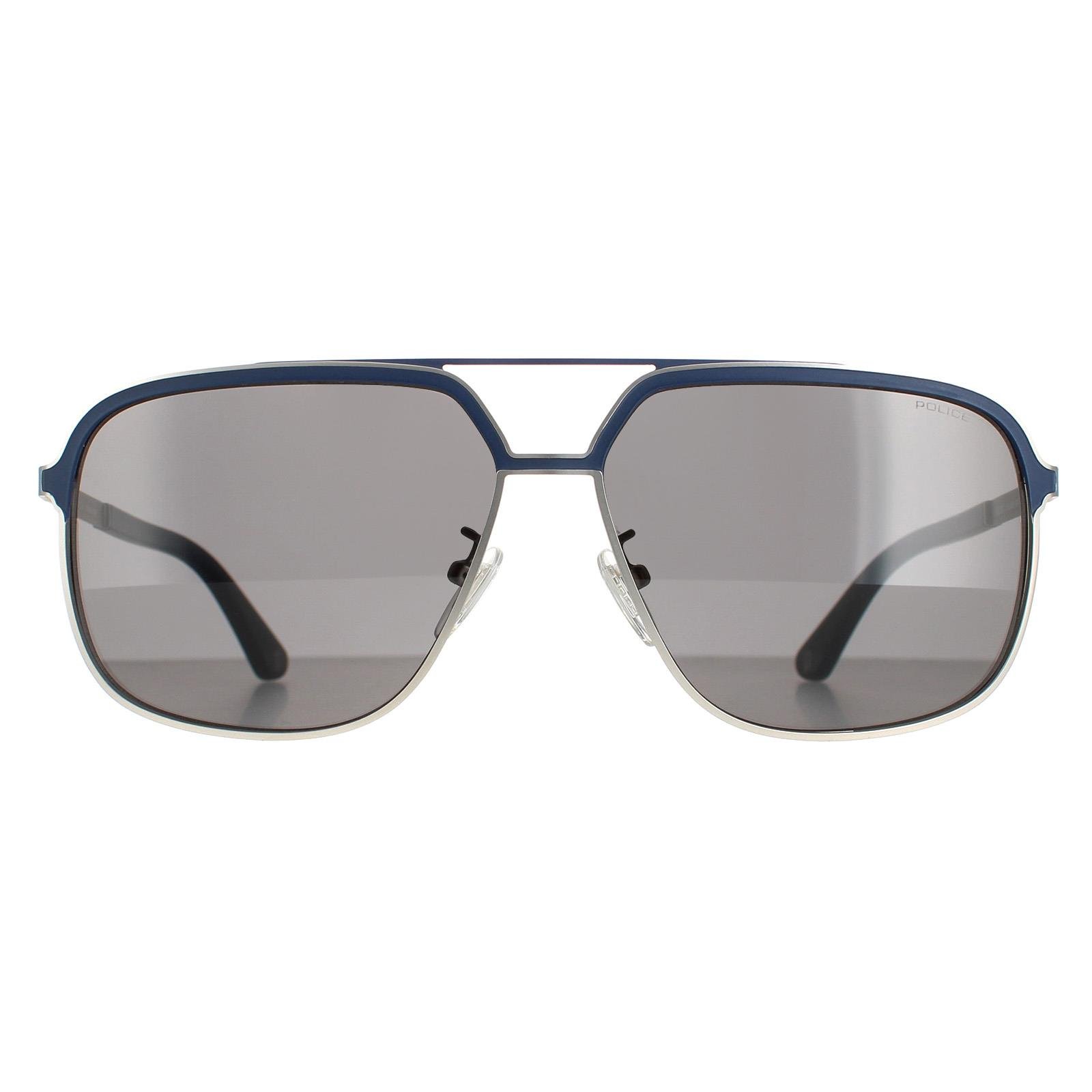 Police Aviator Mens Matt Palladium and Dark Blue Blue Grey SPLA58C Record 3