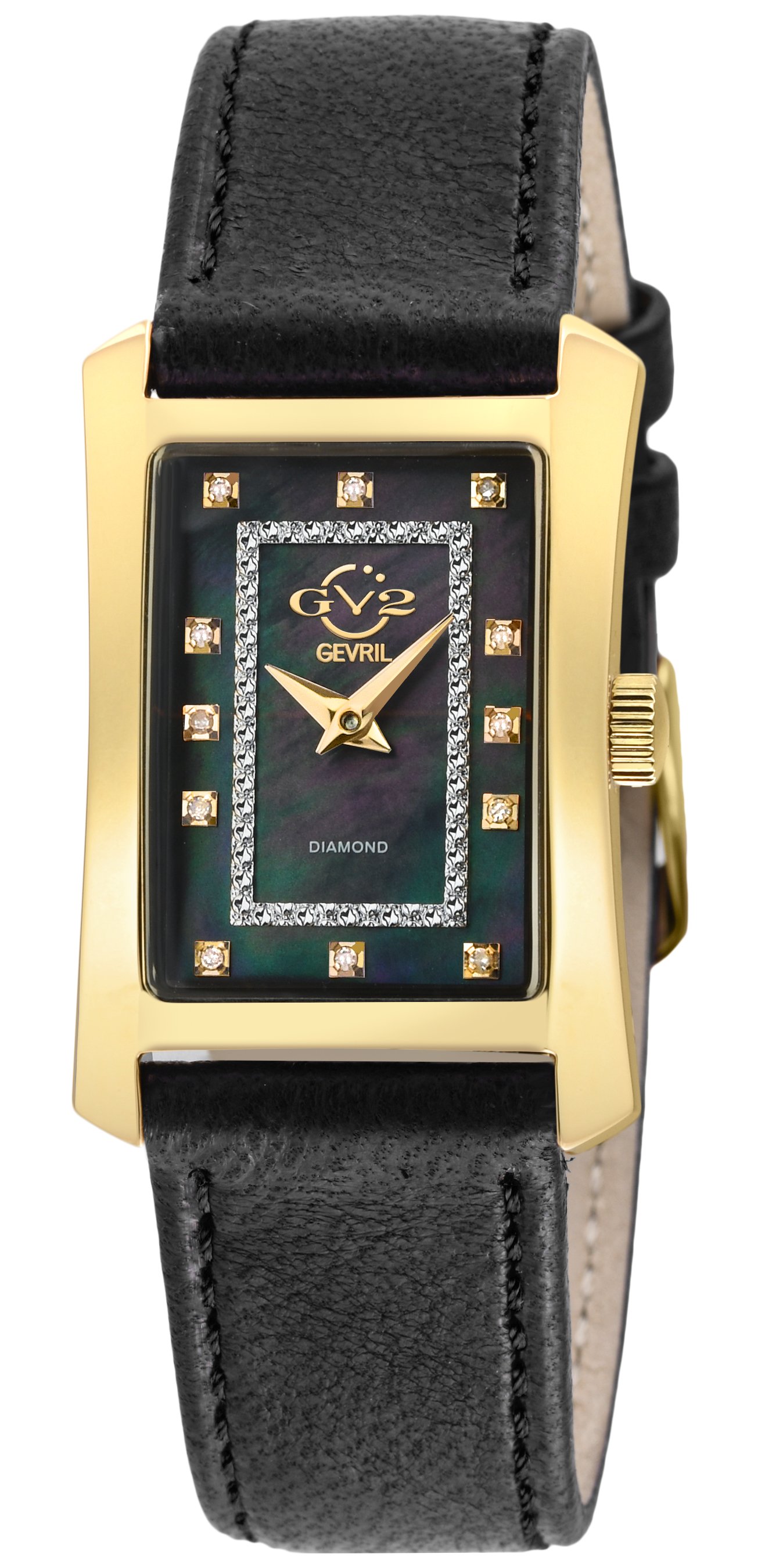 GV2 by Gevril Womens 14603 Luino Diamond Swiss Quartz Black MOP Dial ...