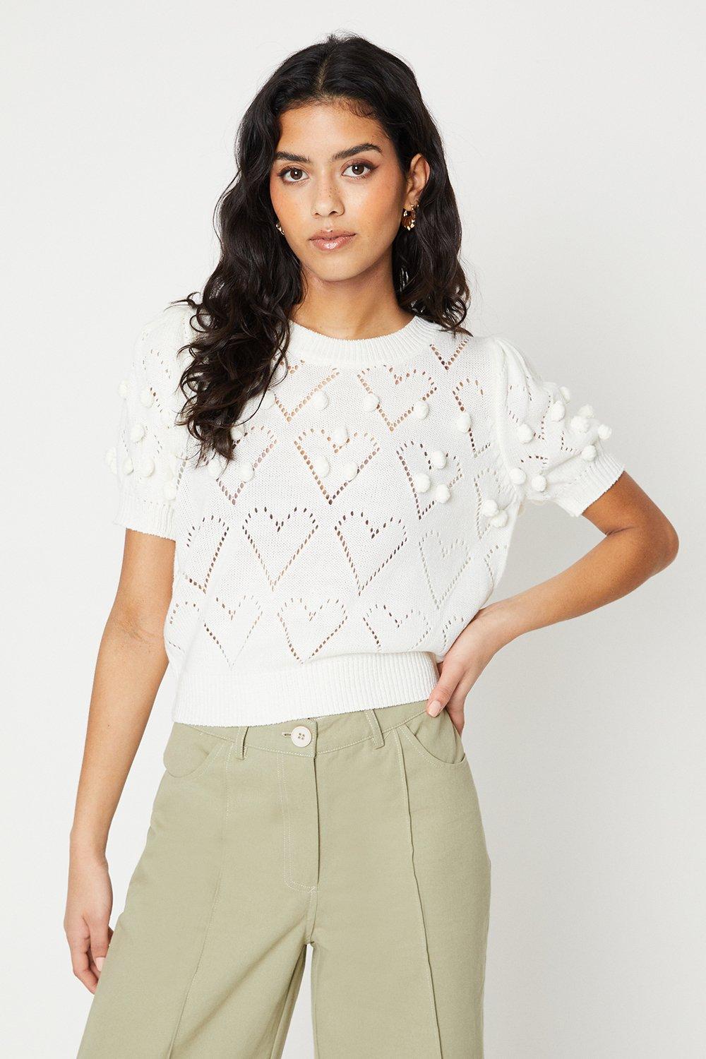 Petite Heart Pointelle Knitted Tee