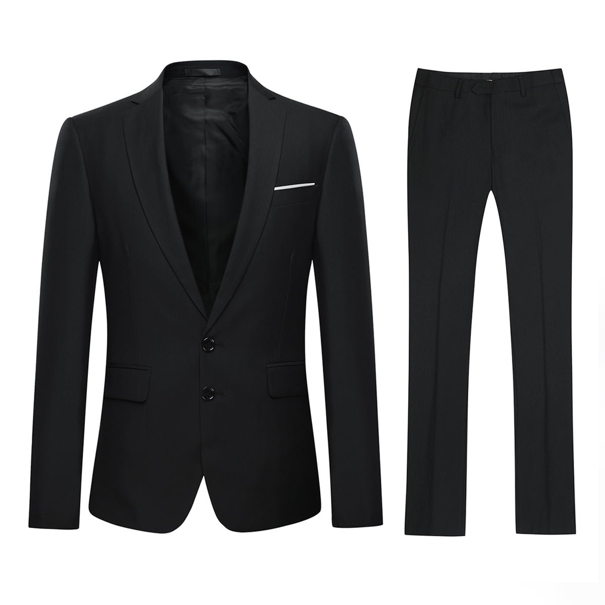 Heren 2-delig slim fit zwart pak met twee knopen