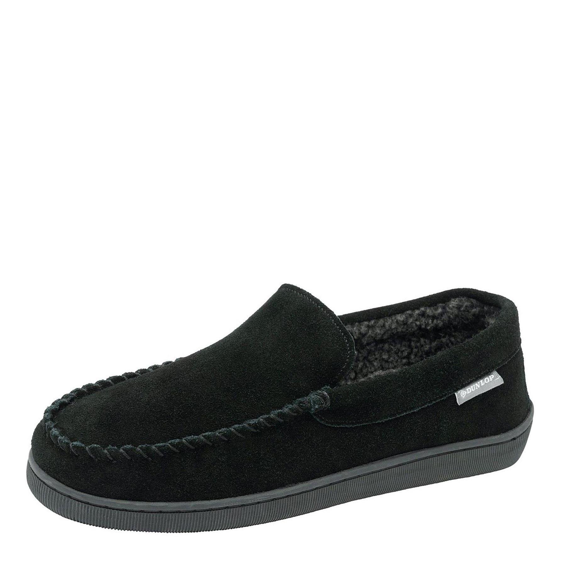 Dunlop Nathan Suede Leather Black Mens Slippers