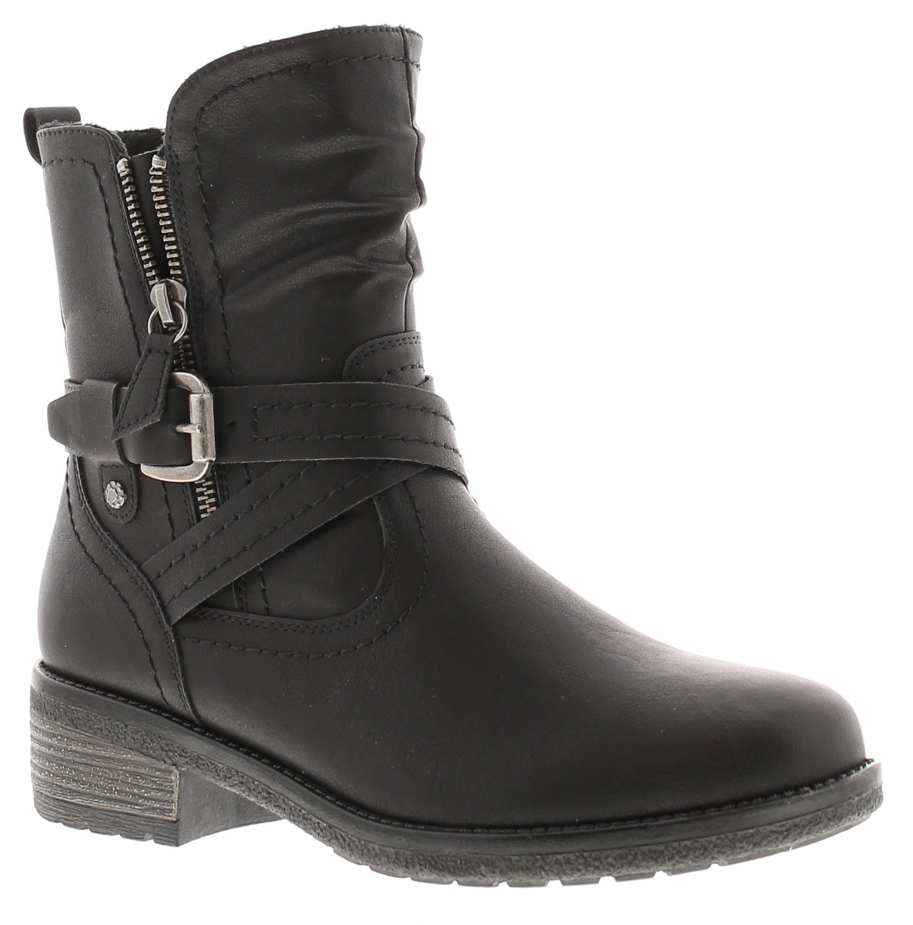 Relife Womens Biker Boots Recoil Zip Fastening black
