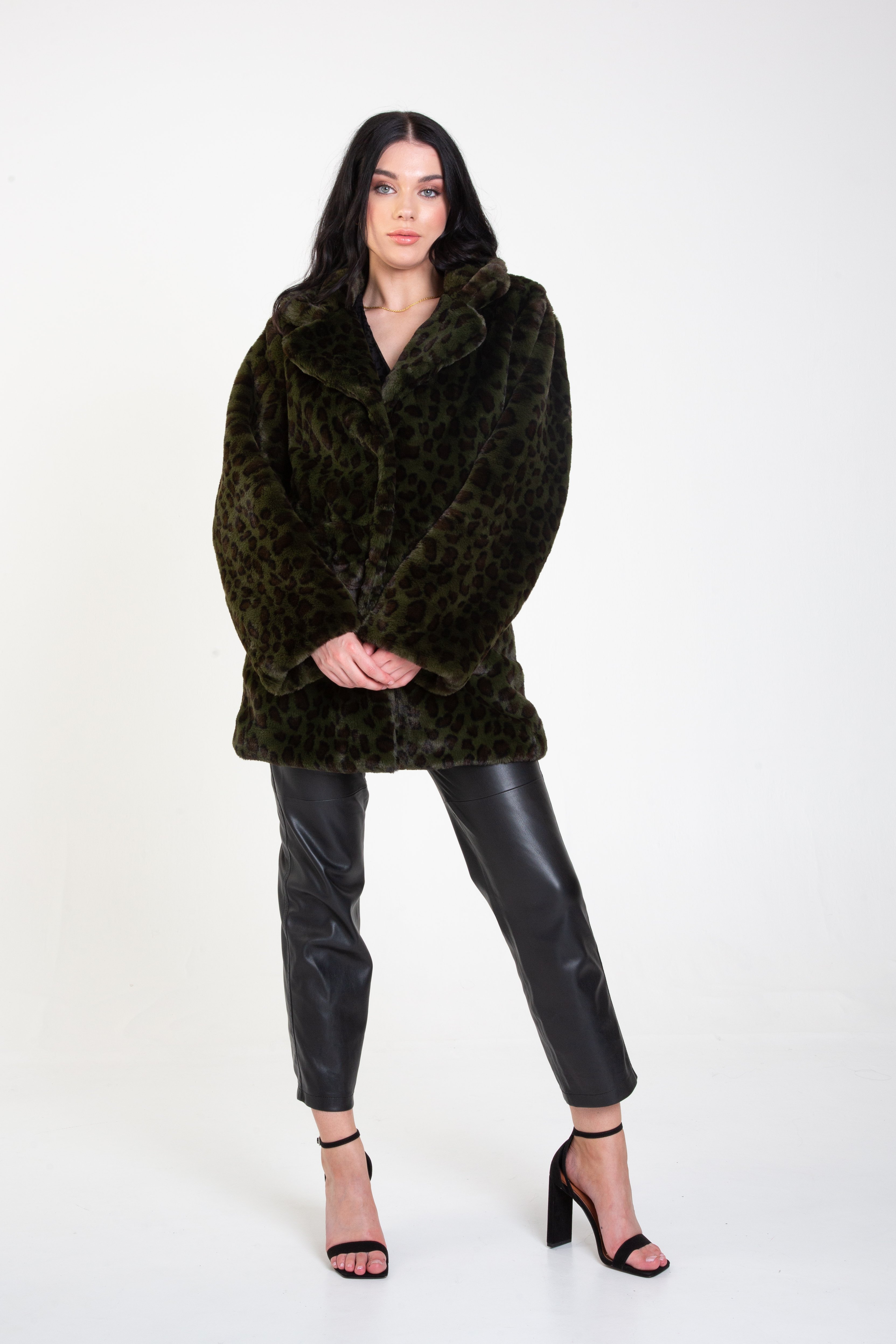 Leopard Print Faux Fur Coat Jacket