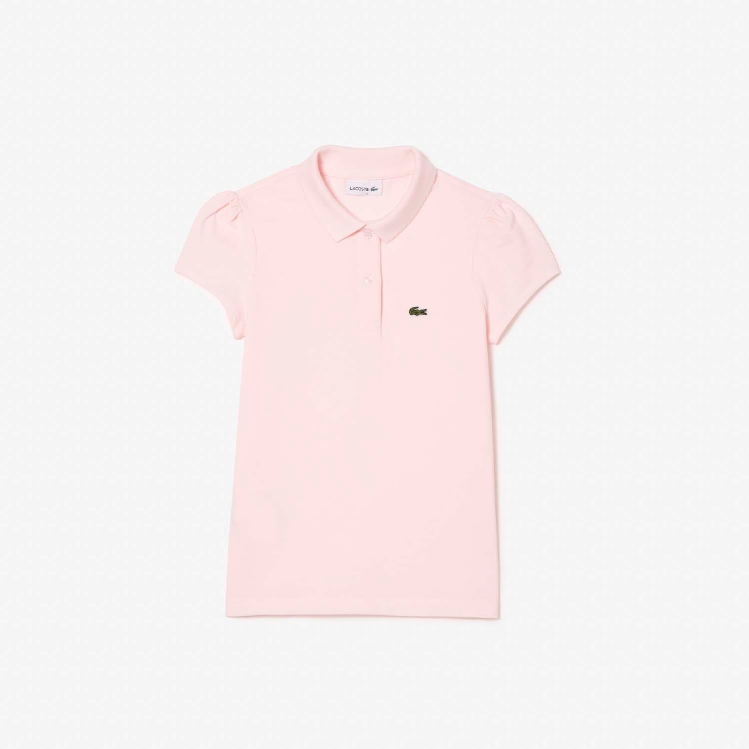 Boy's Lacoste Juniors Scalloped Collar Mini Piqué Polo Shirt in Pink