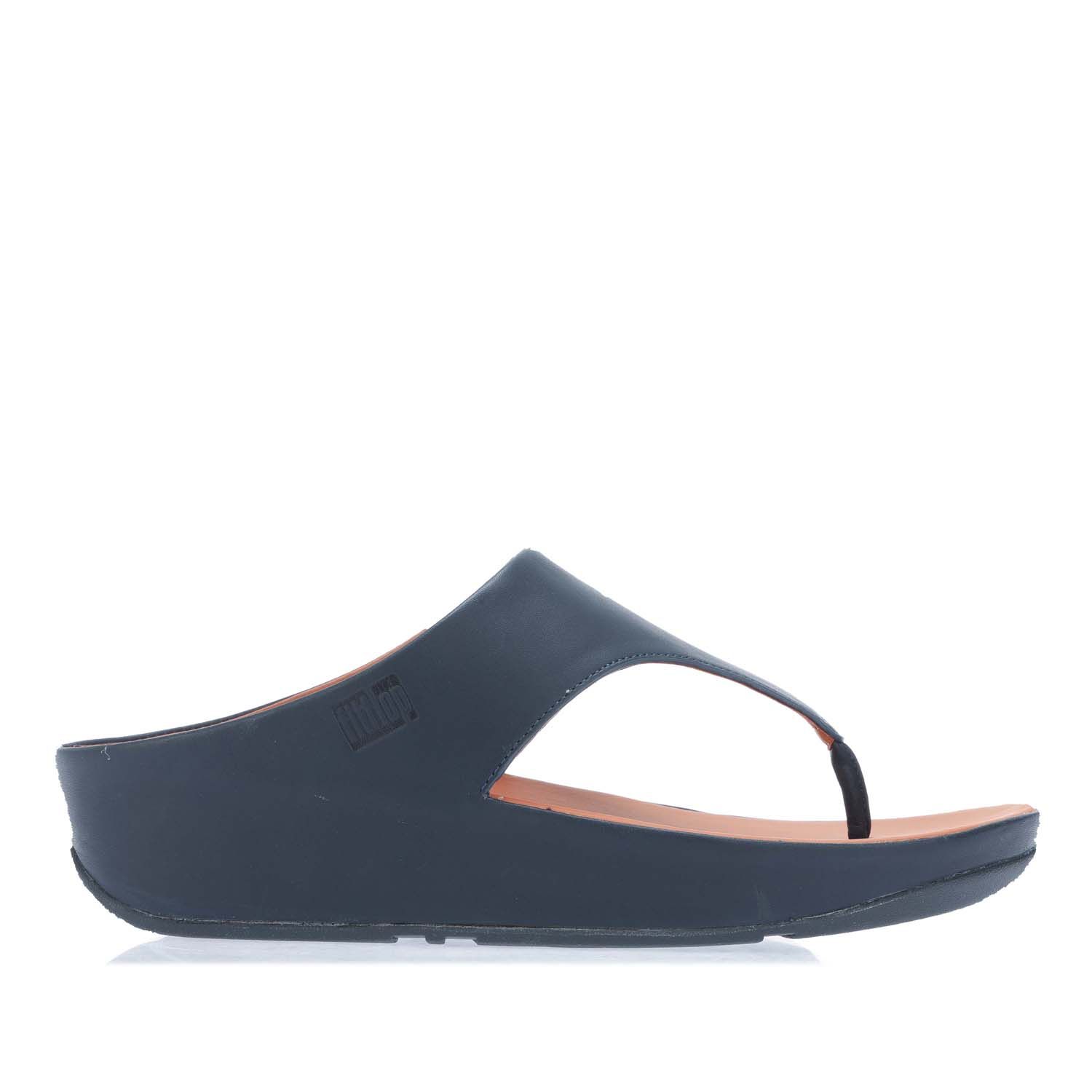 Women's Fit Flop Shuv Leather Toe-Post Sandals in Navy