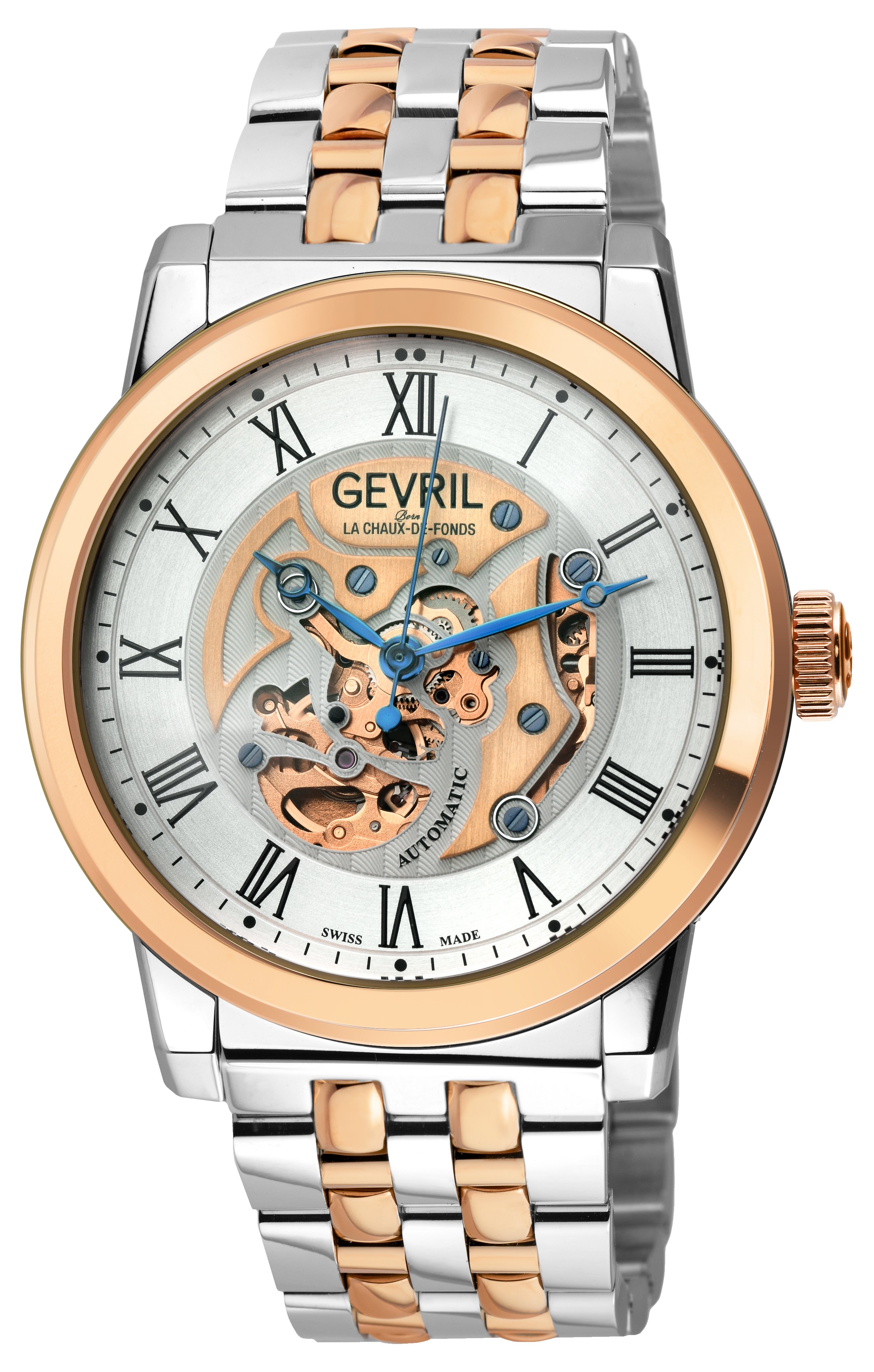 Gevril Vanderbilt Two toned SS IPRG 316L Stainless Steel Bracelet Swiss ...